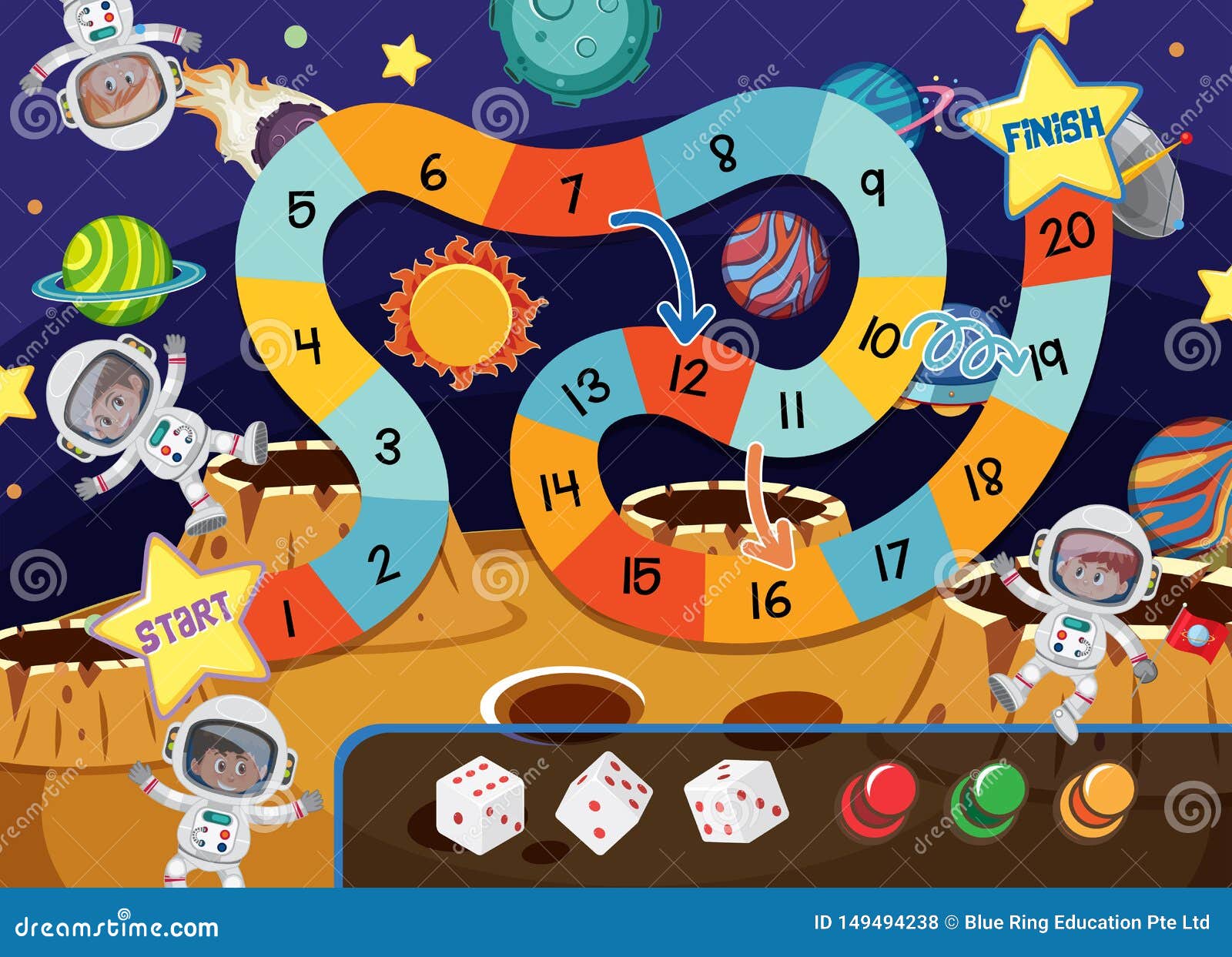 A board game space theme stock vector. Illustration of path - 149494238