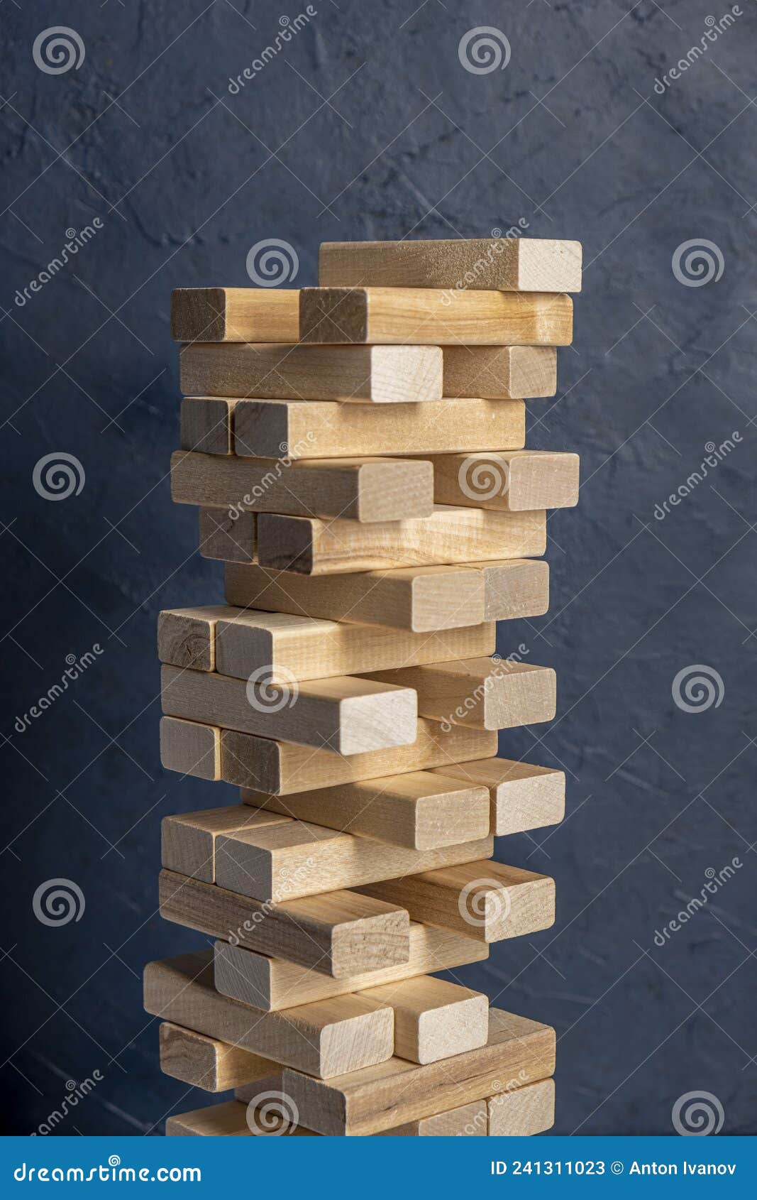 Board Game. Tower Build of Wooden Blocks. Stock Image - Image of ...