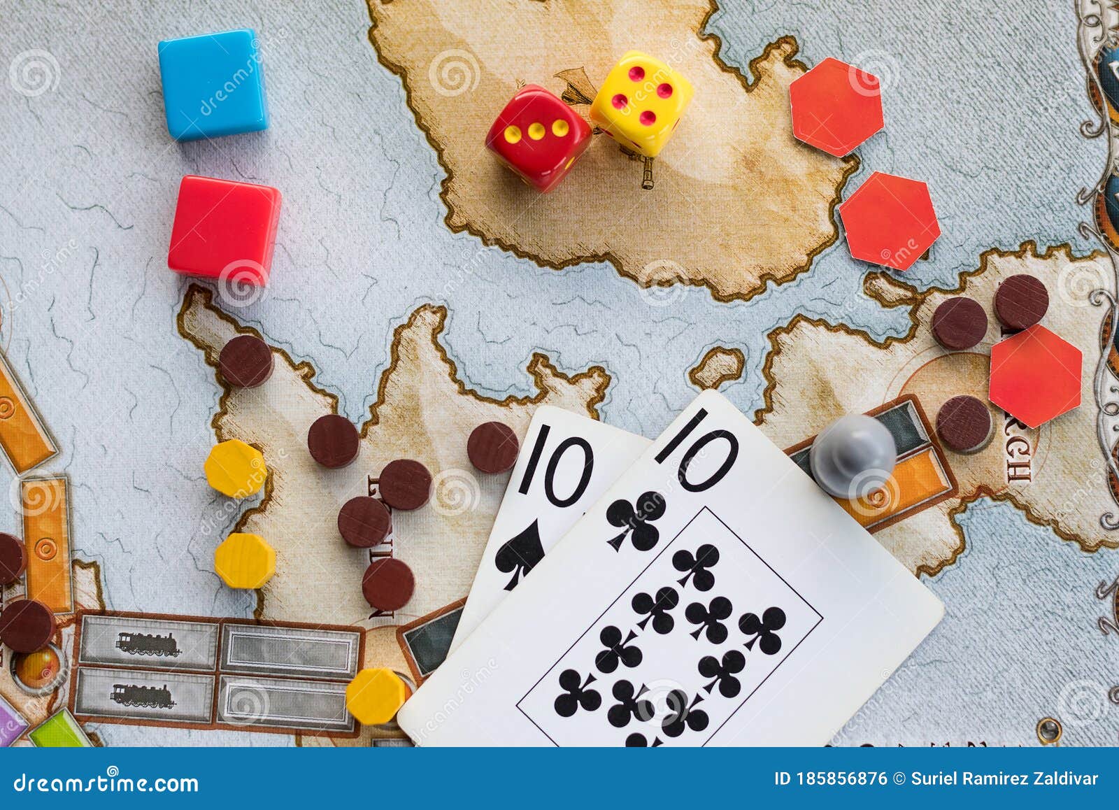 Board Games, Coins, Bills, Dice and Cards Stock Photo - Image of color ...