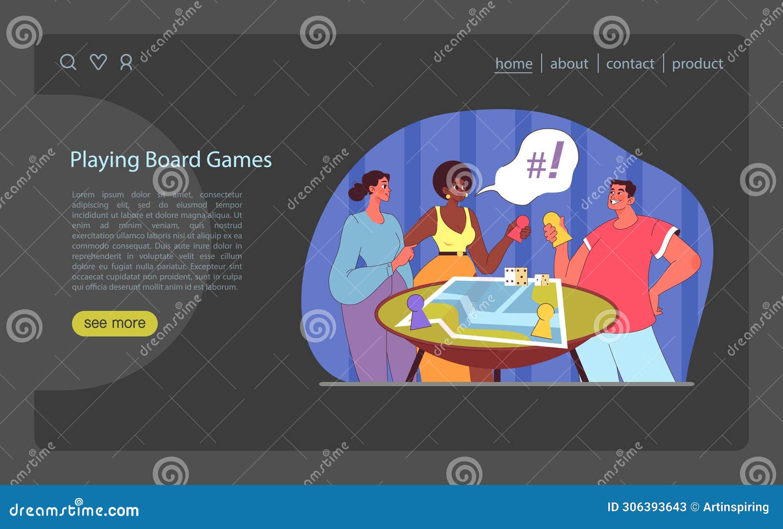 Board Games Concept. Friends Compete and Enjoy Strategy and Luck-based ...