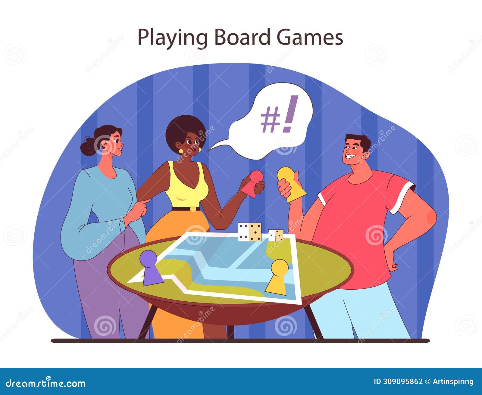 Board Games Concept. Friends Compete and Enjoy Strategy and Luck-based ...