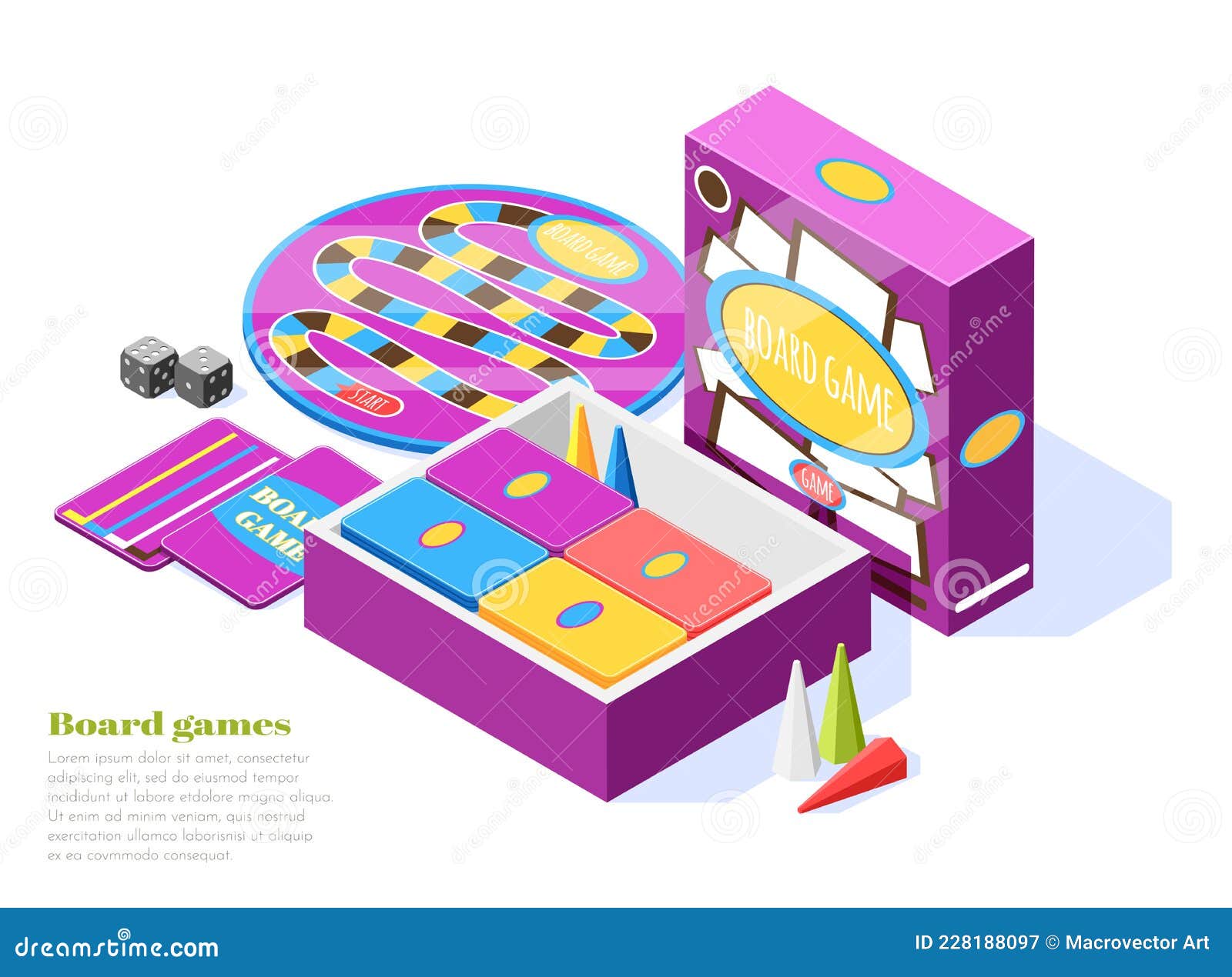 Board Games Set Isometric Composition Stock Vector - Illustration of ...