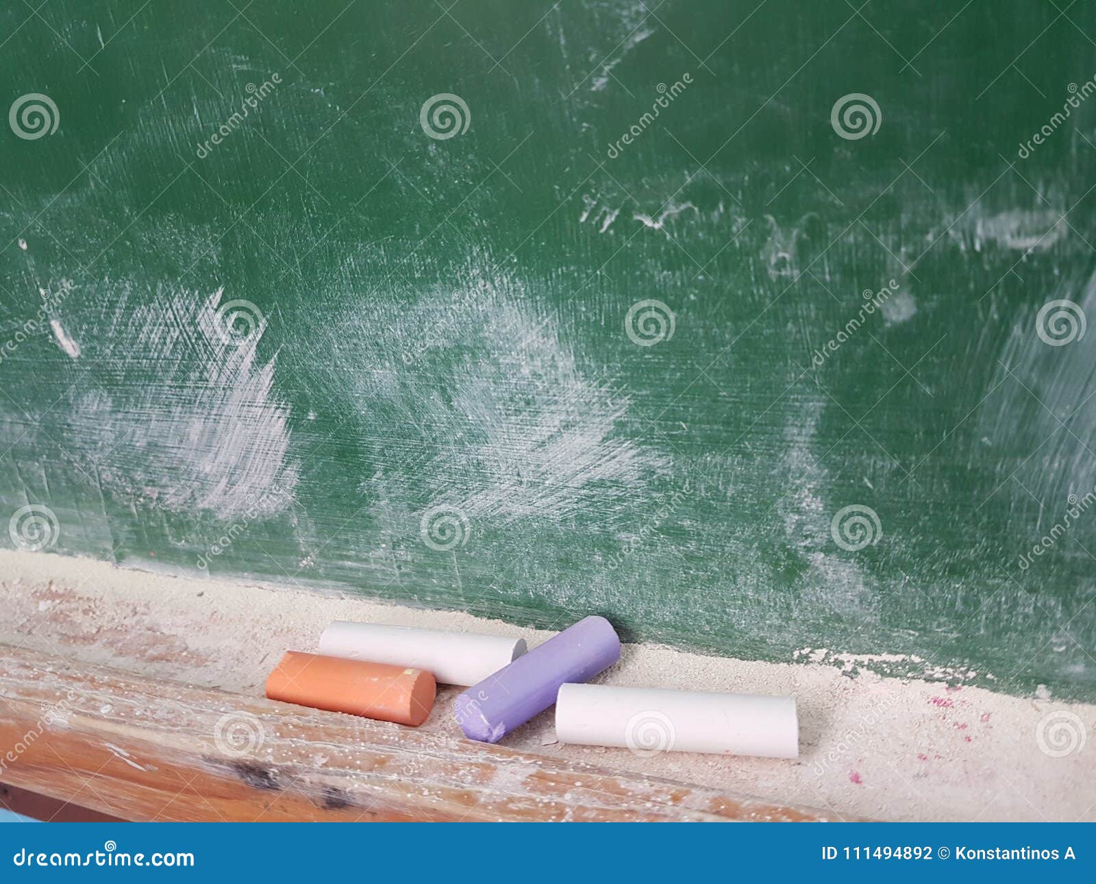 Board Green Chalks in a Classroom Stock Photo - Image of classroom ...