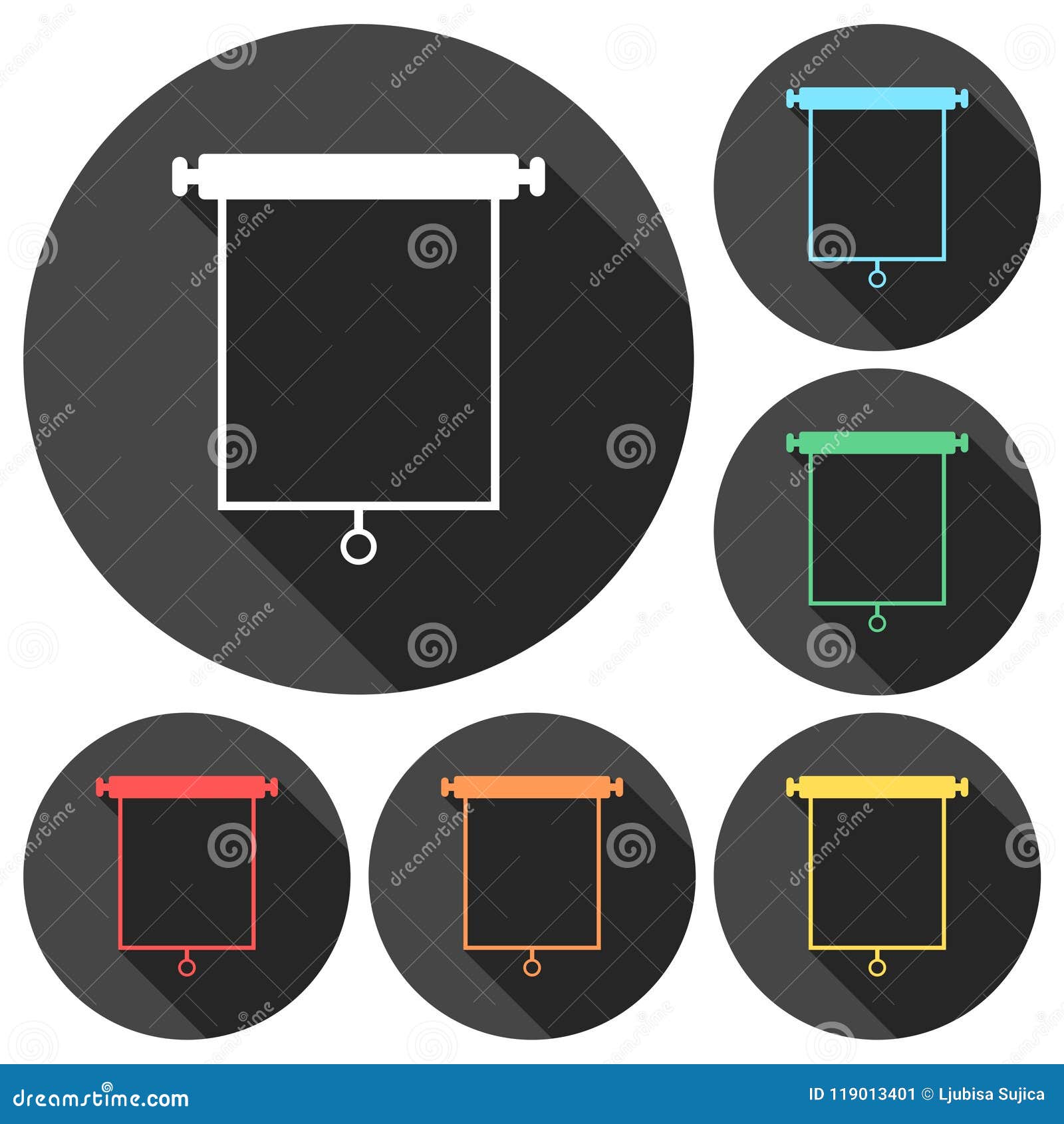 Board Icons Set with Long Shadow Stock Vector - Illustration of frame ...