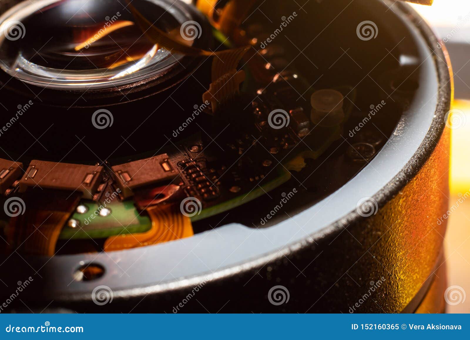 Board Inside Camera Lens, Electronic Part Close Up Stock Image - Image ...