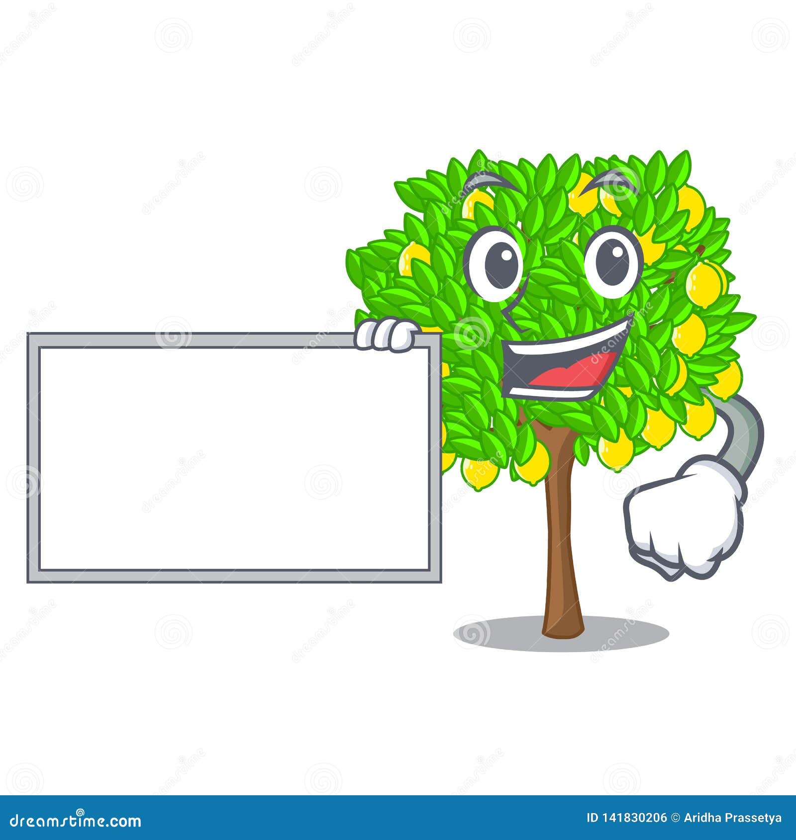 With Board Lemon Tree in the Cartoon Shape Stock Vector - Illustration ...