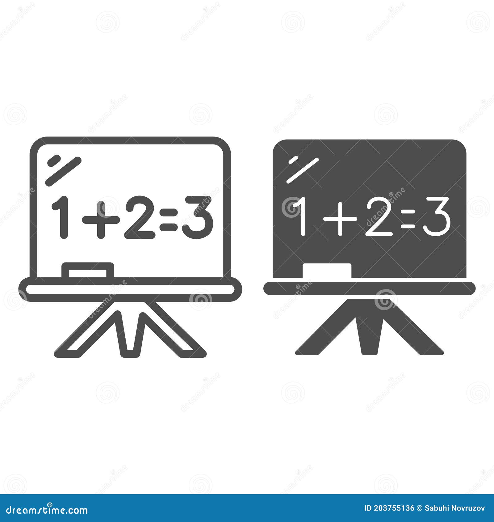 Board With Math Example Solid Icon, School Concept, Blackboard Sign On ...