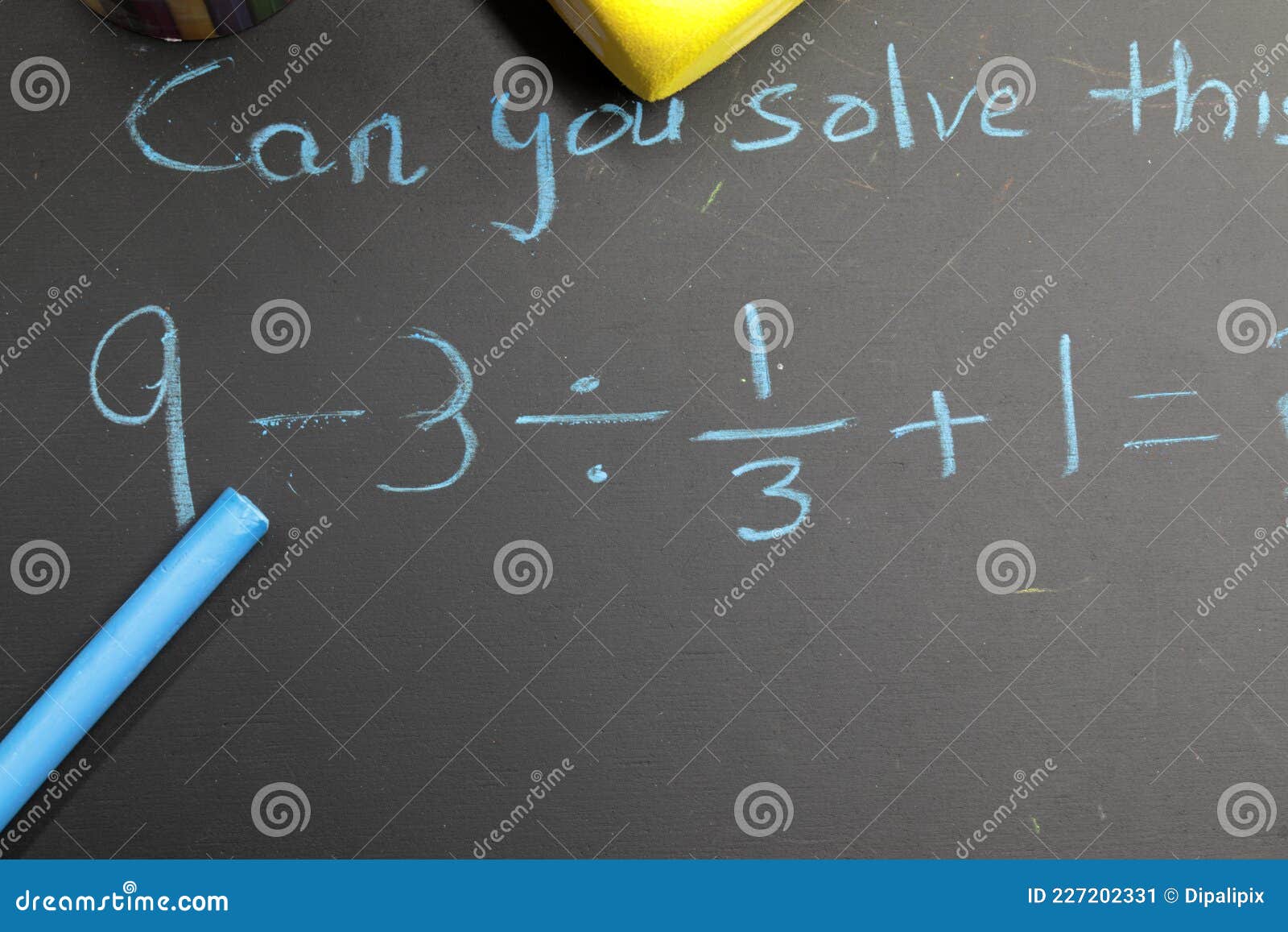 A Board with a Mathematical Equation To Solve with a Chalk Stock Image ...
