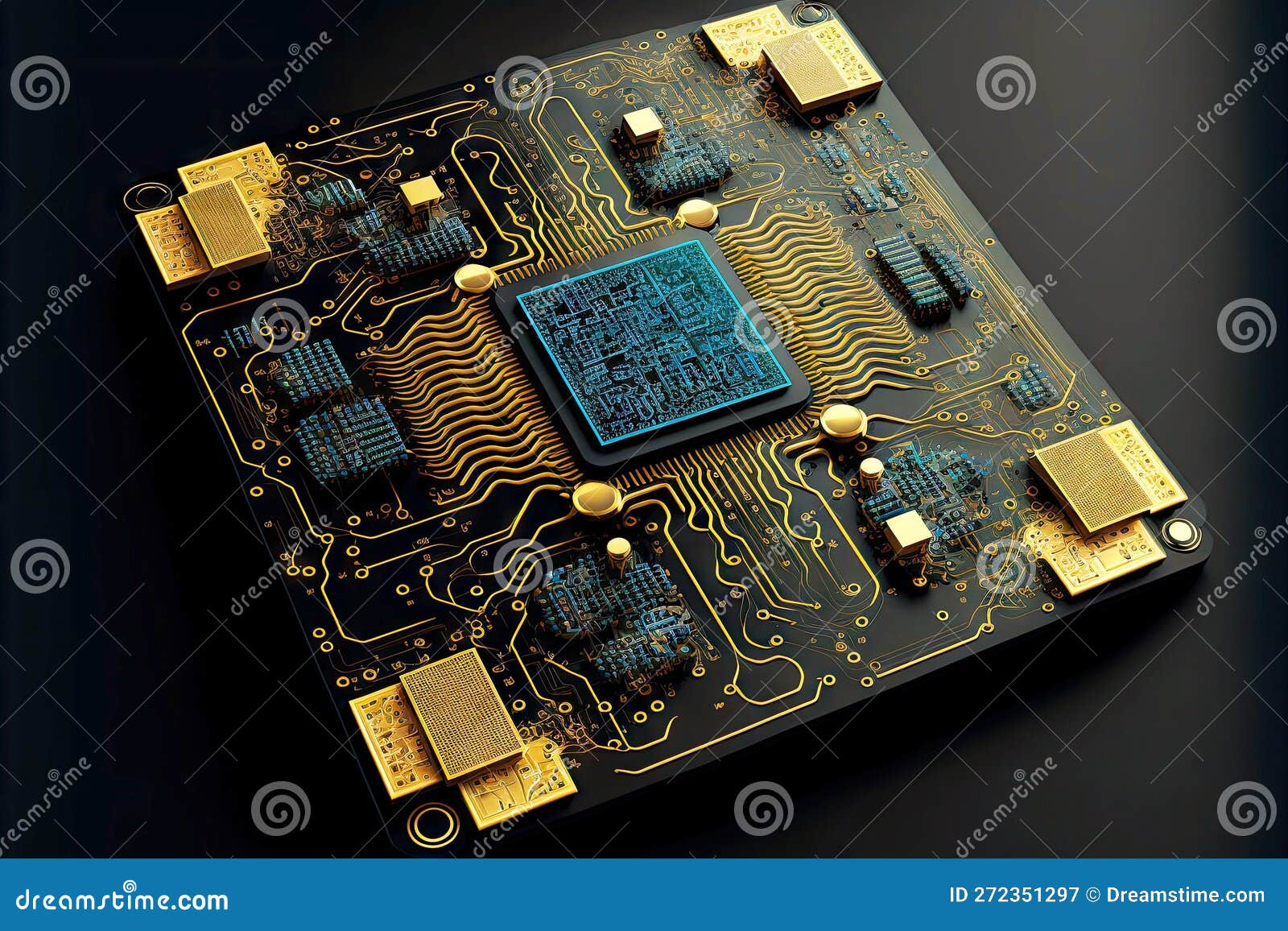 Board with Microchips Circuits and Nanoelectronics Wafer Semiconductor ...