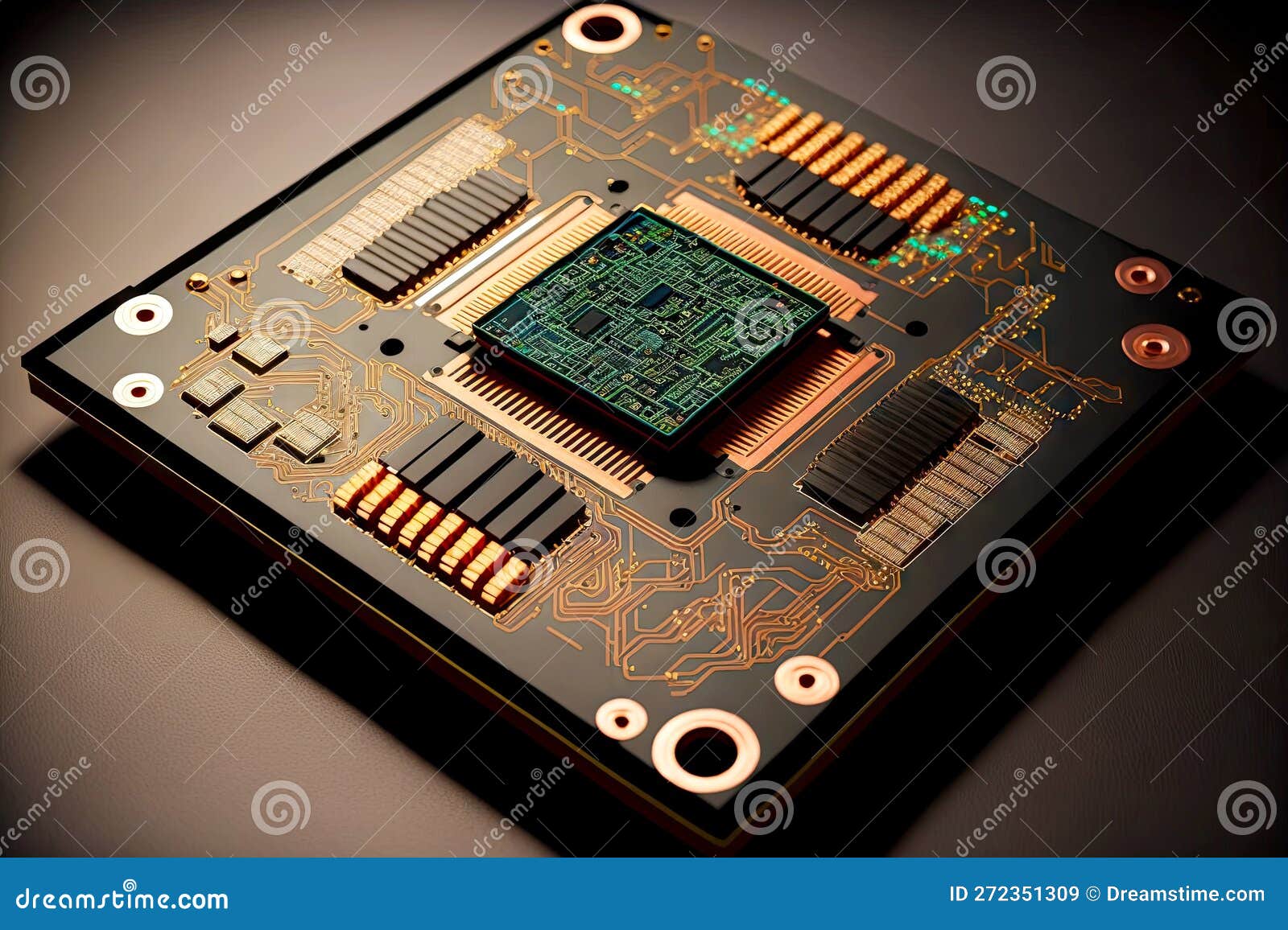 Board with Microchips Circuits and Nanoelectronics Wafer Semiconductor ...