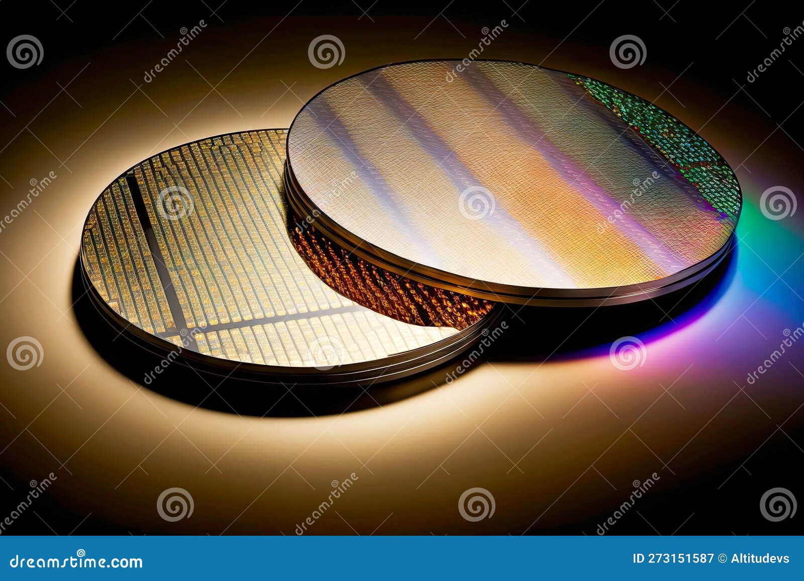 Board with Microchips Circuits and Nanoelectronics Wafer Semiconductor ...