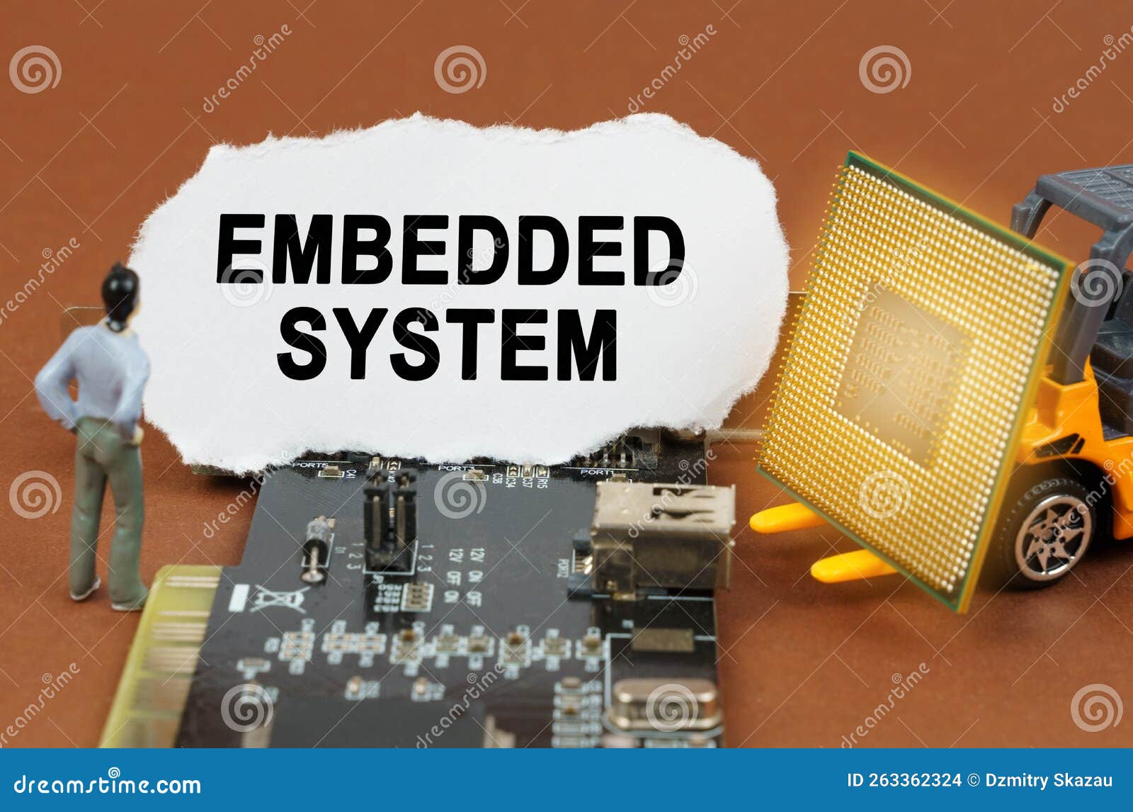 On the Board with Microcircuits Lies a Paper Plate with the Inscription ...