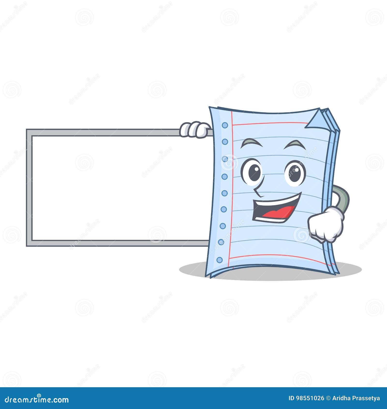 With Board Notebook Character Cartoon Style Stock Vector - Illustration ...