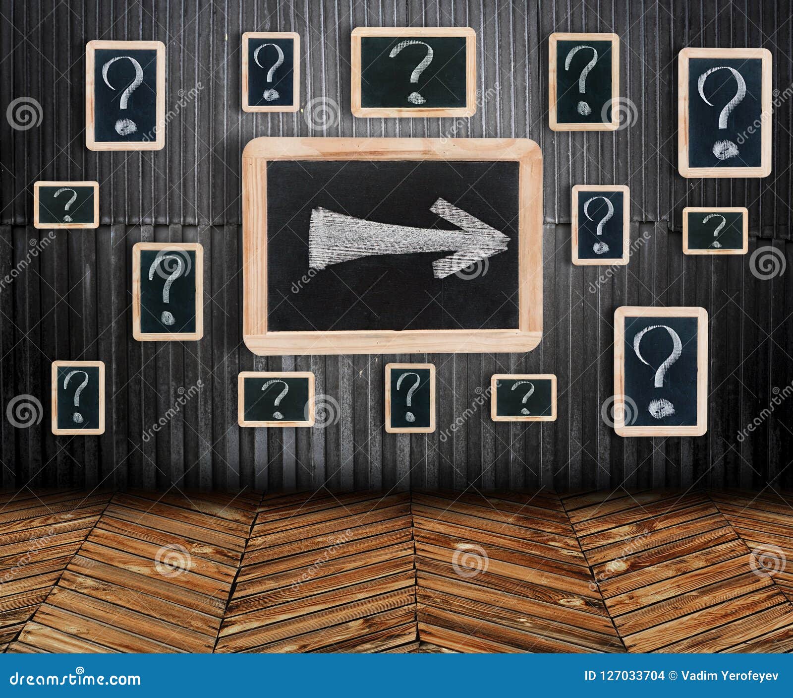 Board on a Old Wall with a Chalk Drawing of a Question Mark. Stock ...