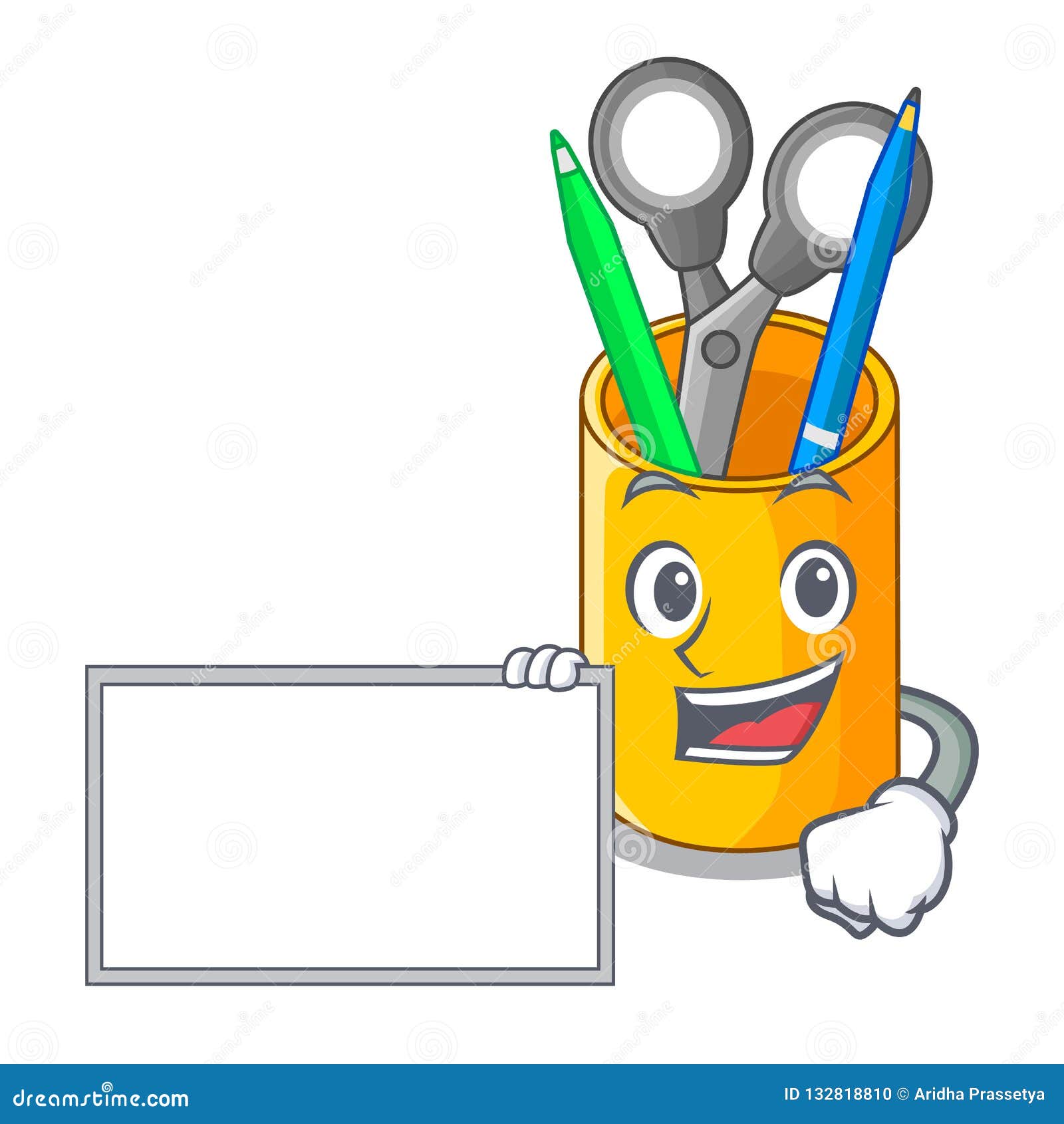 With Board Organizer Desktop Top View with Cartoon Stock Vector ...