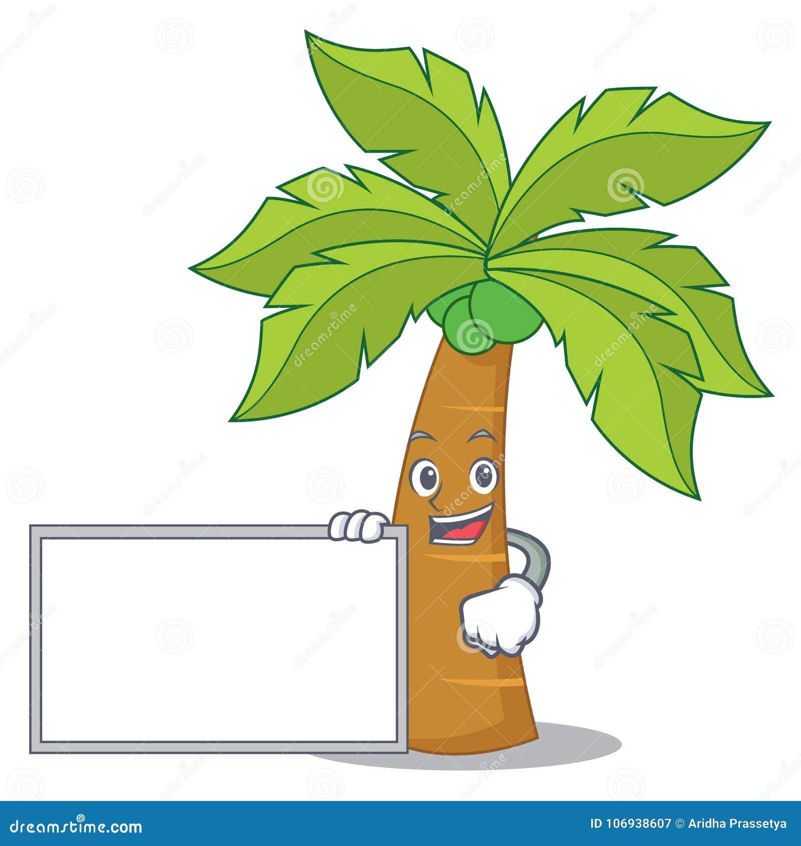 With Board Palm Tree Character Cartoon Stock Vector - Illustration of ...