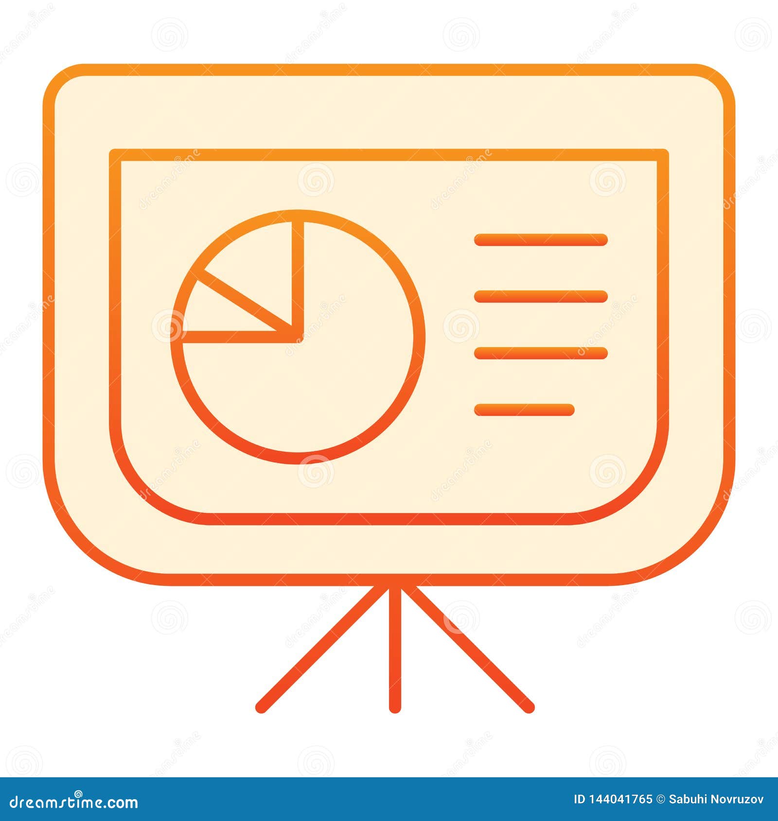 Board with Pie Chart Flat Icon. Graph Orange Icons in Trendy Flat Style ...