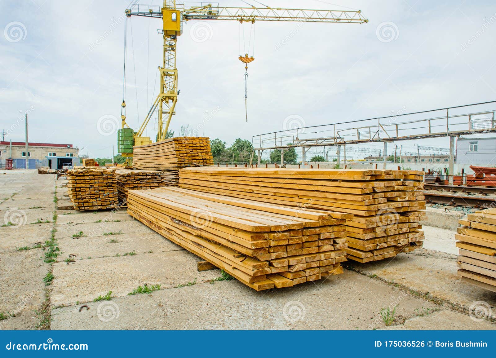 Stack Of Building Lumber At Construction Site Stock Image ...