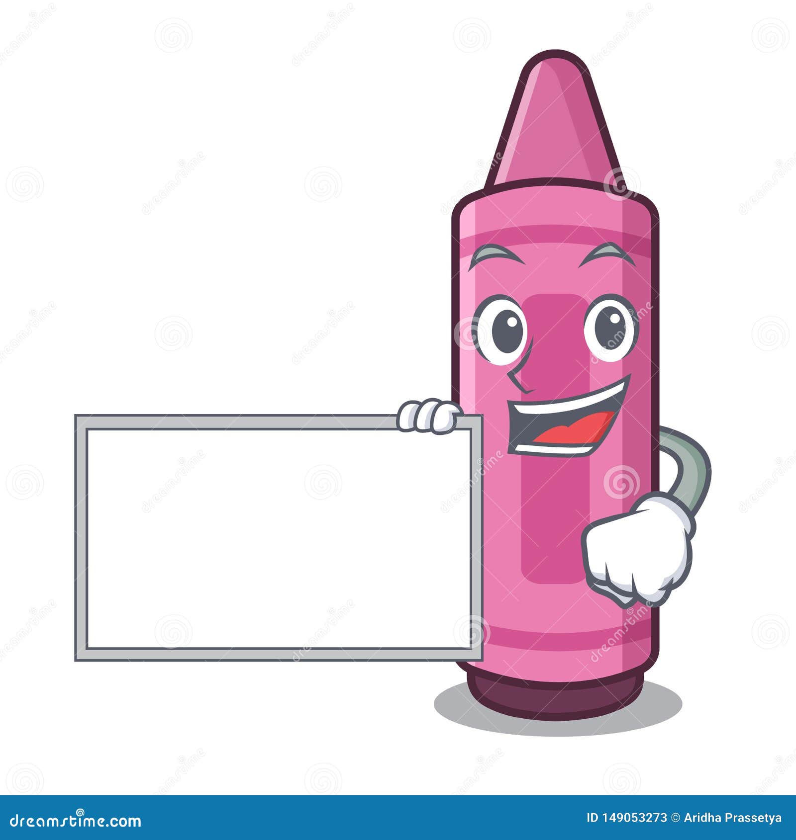 With Board Pink Crayon Isolated in the Mascot Stock Vector ...