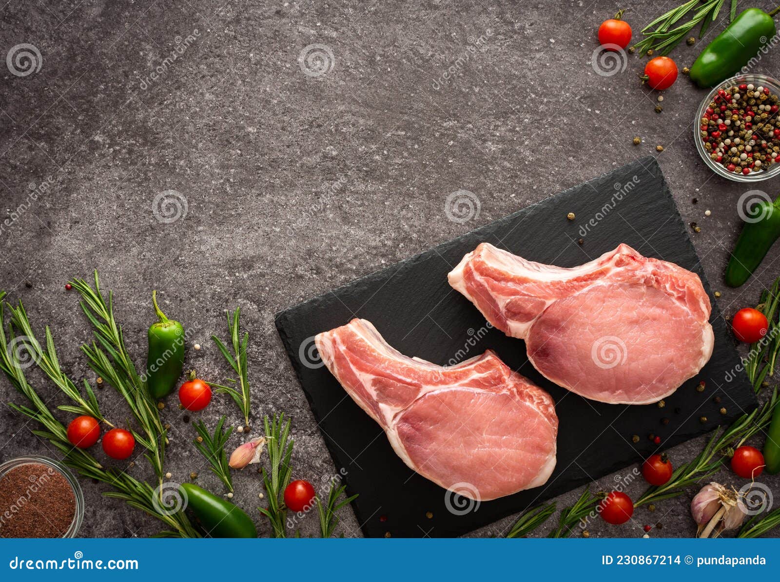 Board with Pork Entrecote with Vegetables Stock Photo - Image of ...