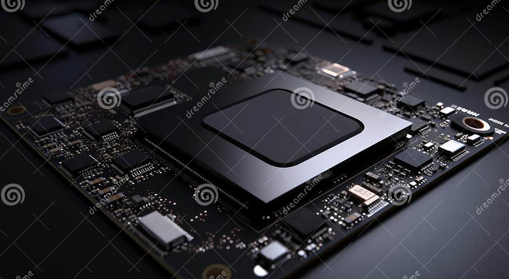 On-board Processor with Luminous Elements Stock Illustration ...