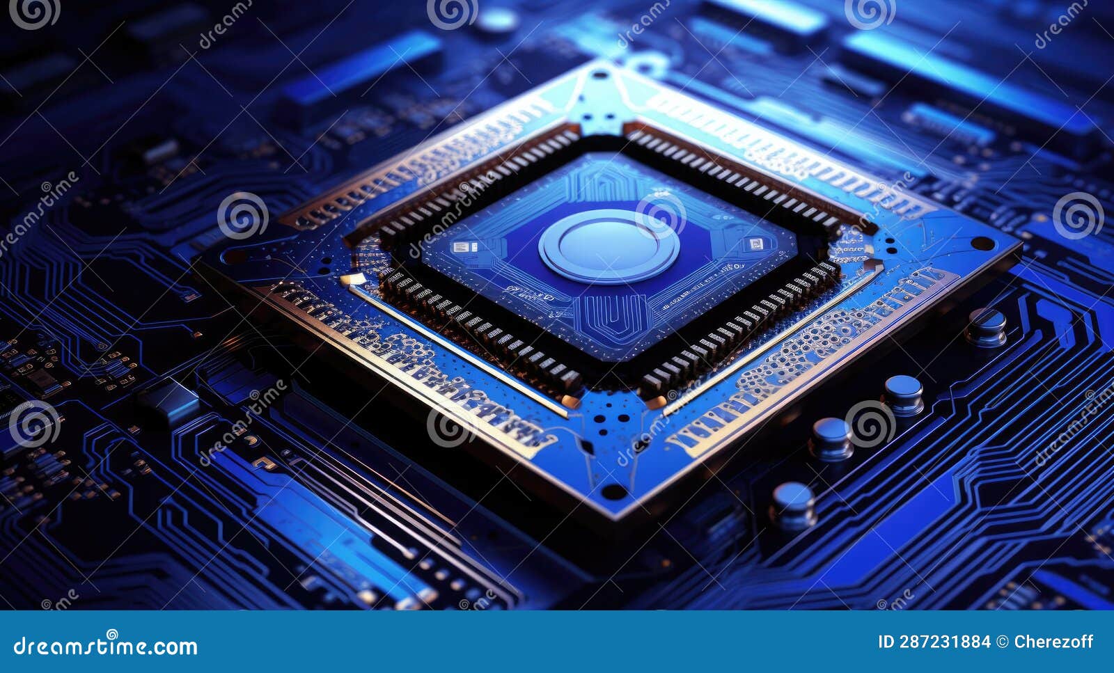 On-board Processor with Luminous Elements Stock Illustration ...