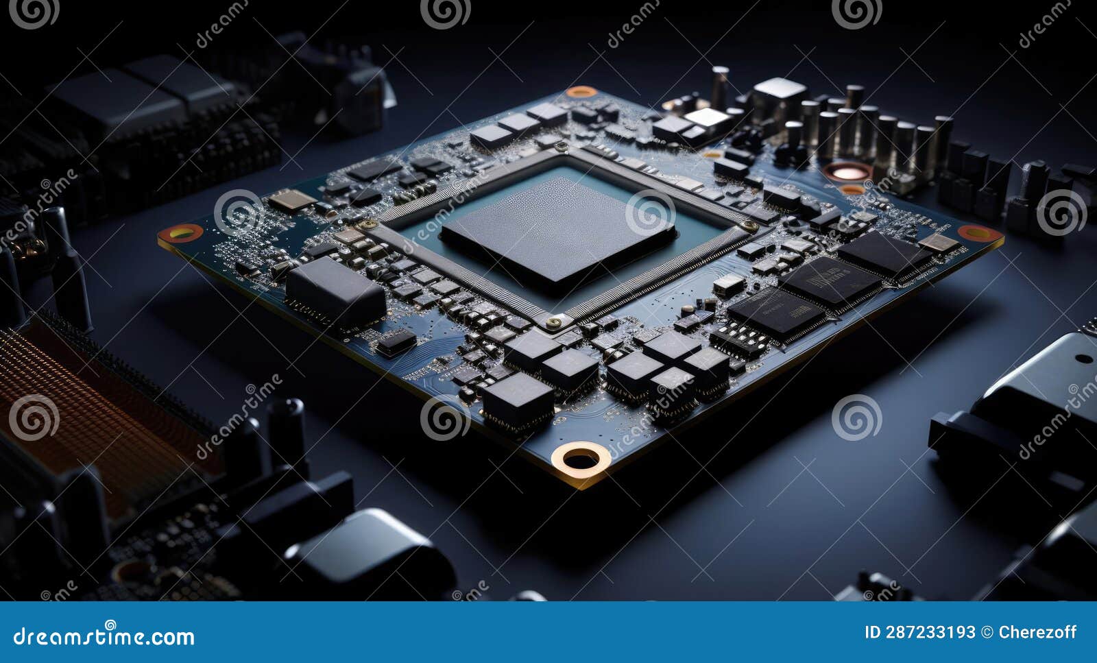 On-board Processor with Luminous Elements Stock Illustration ...