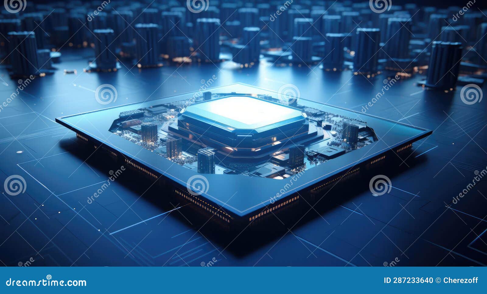 On-board Processor with Luminous Elements Stock Photo - Image of ...