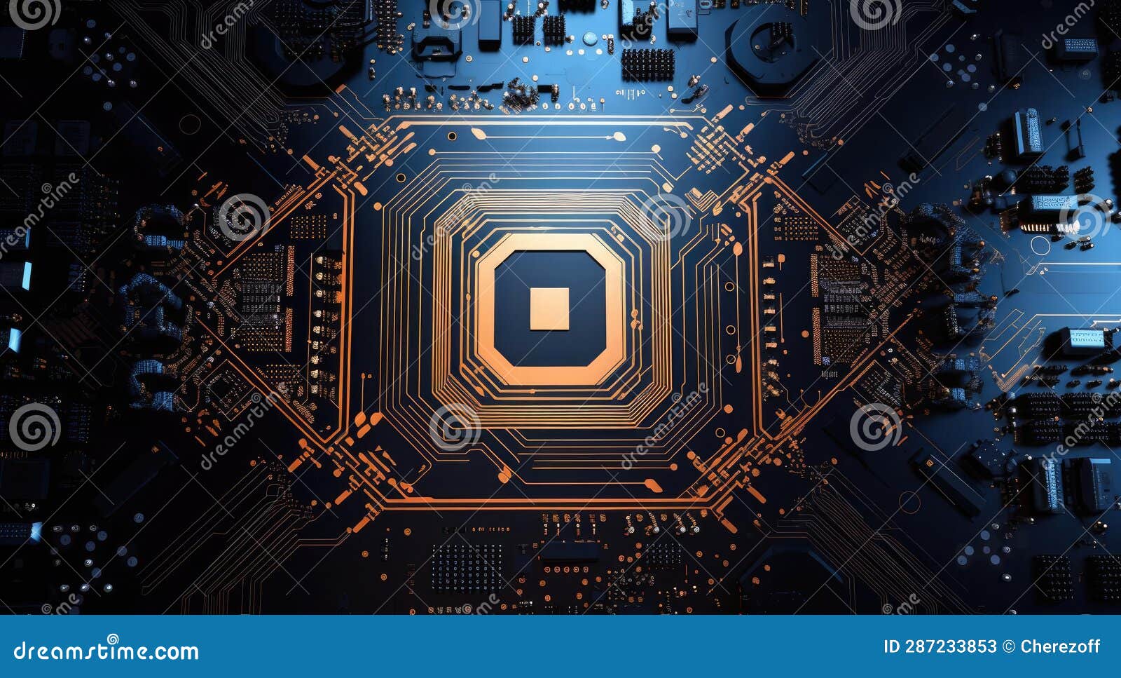 On-board Processor with Luminous Elements Stock Illustration ...