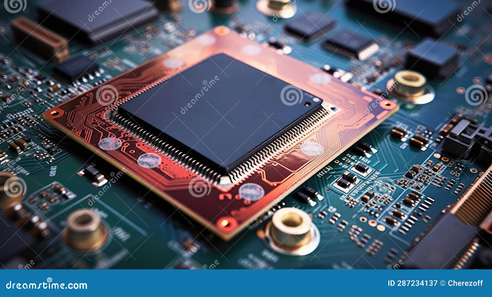 On-board Processor with Luminous Elements Stock Illustration ...