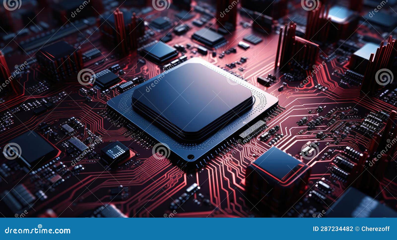 On-board Processor with Luminous Elements Stock Photo - Image of ...
