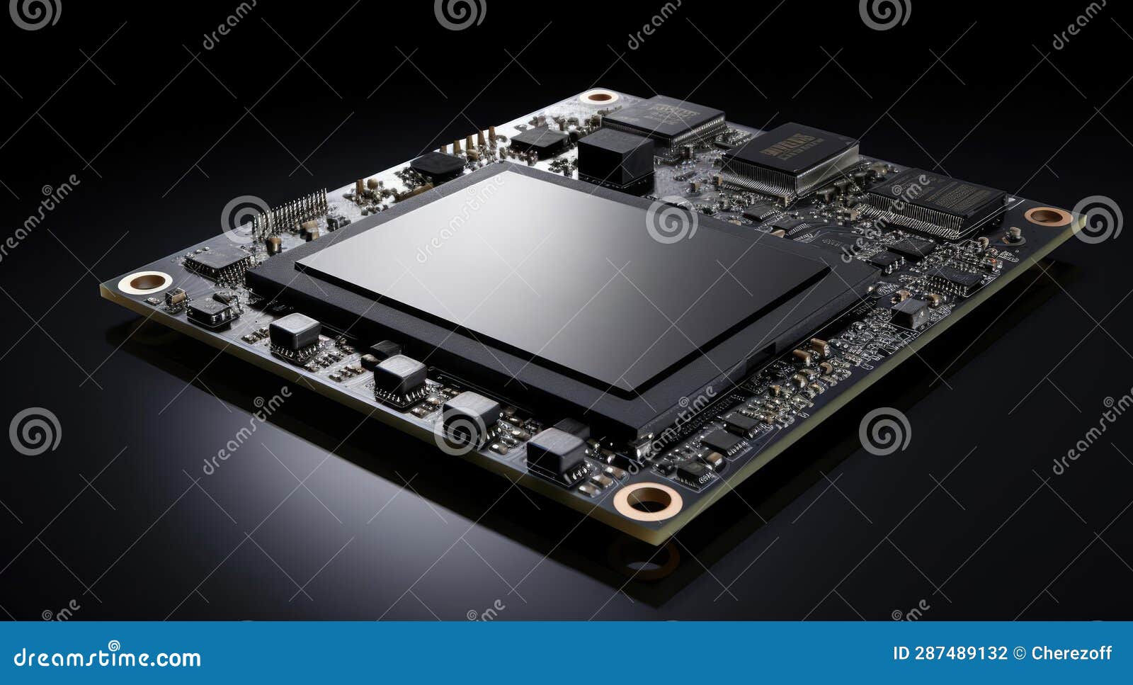 On-board Processor with Luminous Elements Stock Illustration ...