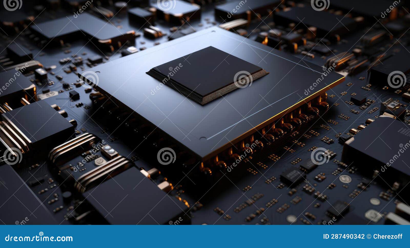 On-board Processor with Luminous Elements Stock Illustration ...