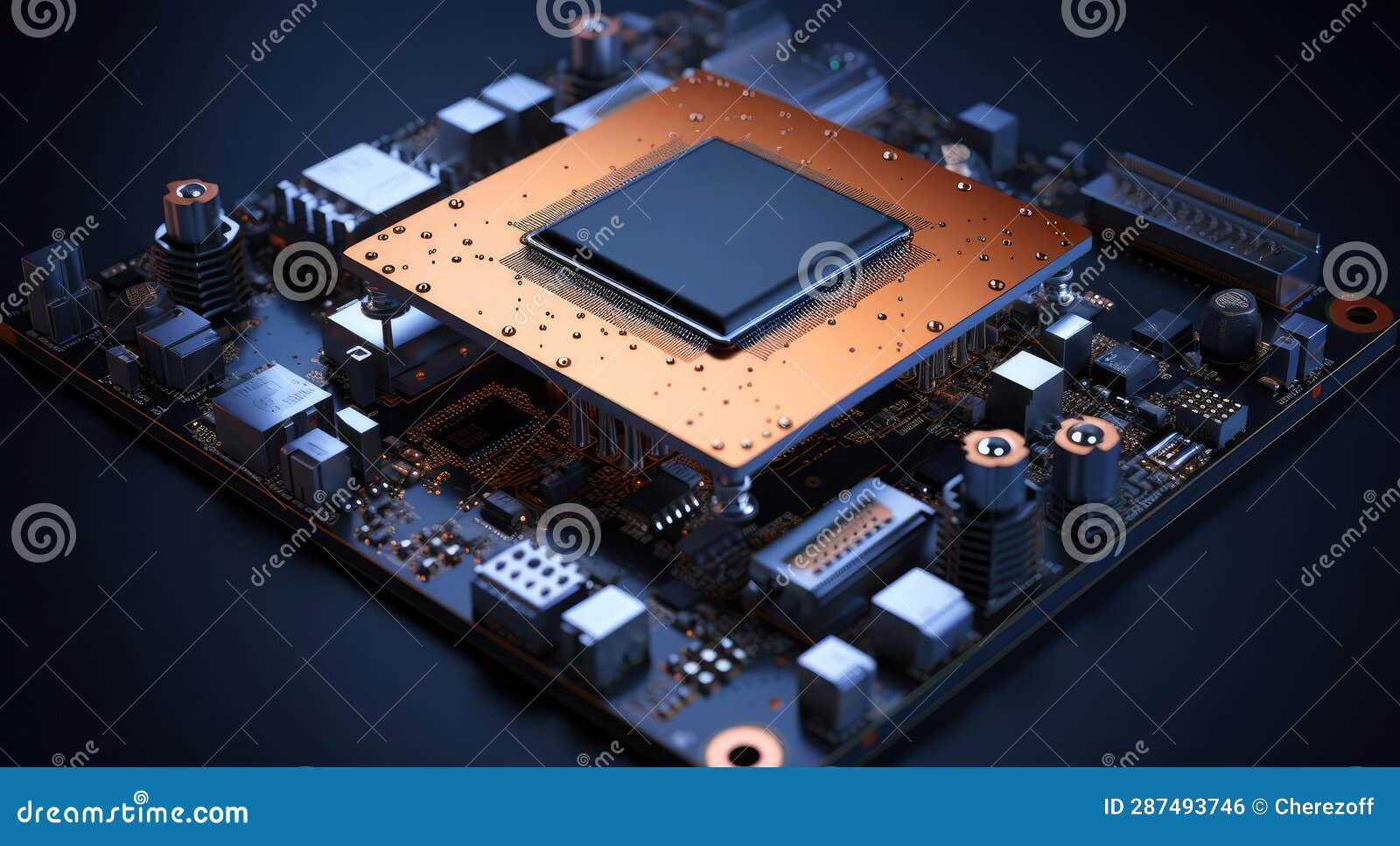 On-board Processor with Luminous Elements Stock Illustration ...