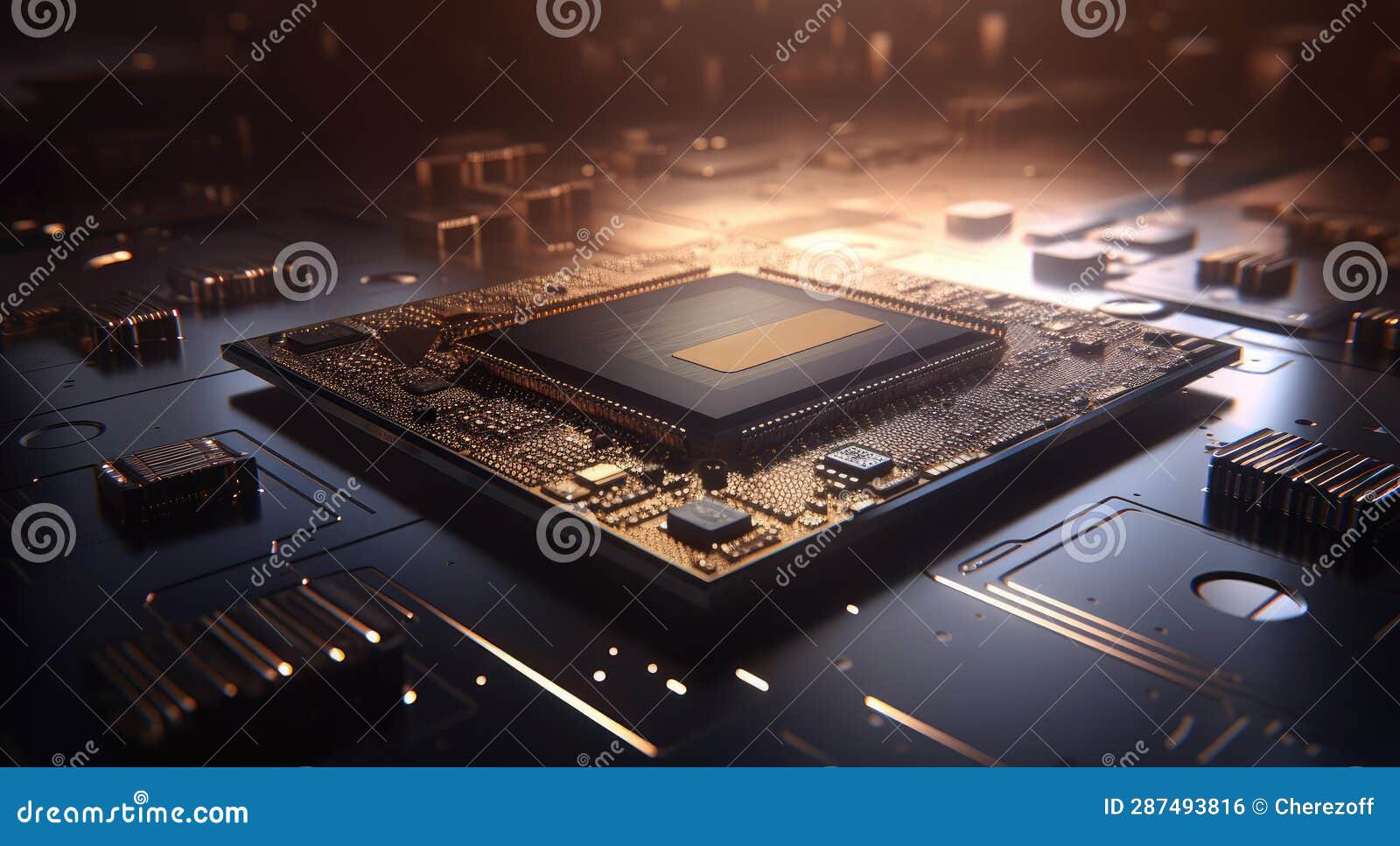 On-board Processor with Luminous Elements Stock Illustration ...