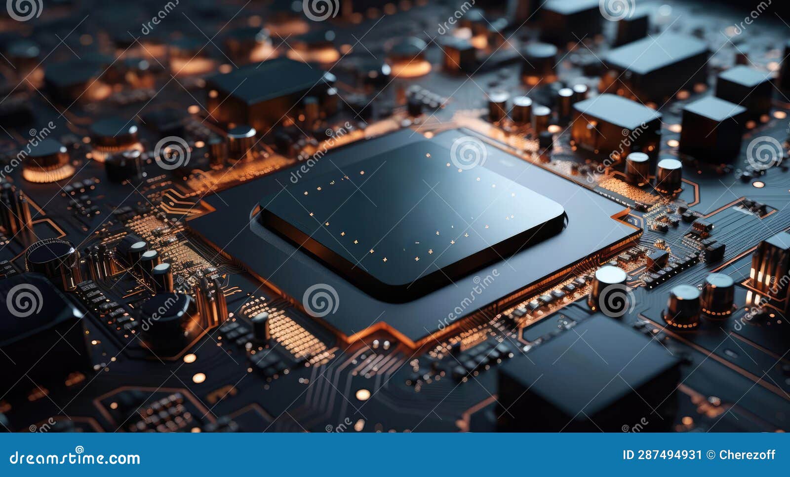 On-board Processor with Luminous Elements Stock Image - Image of ...