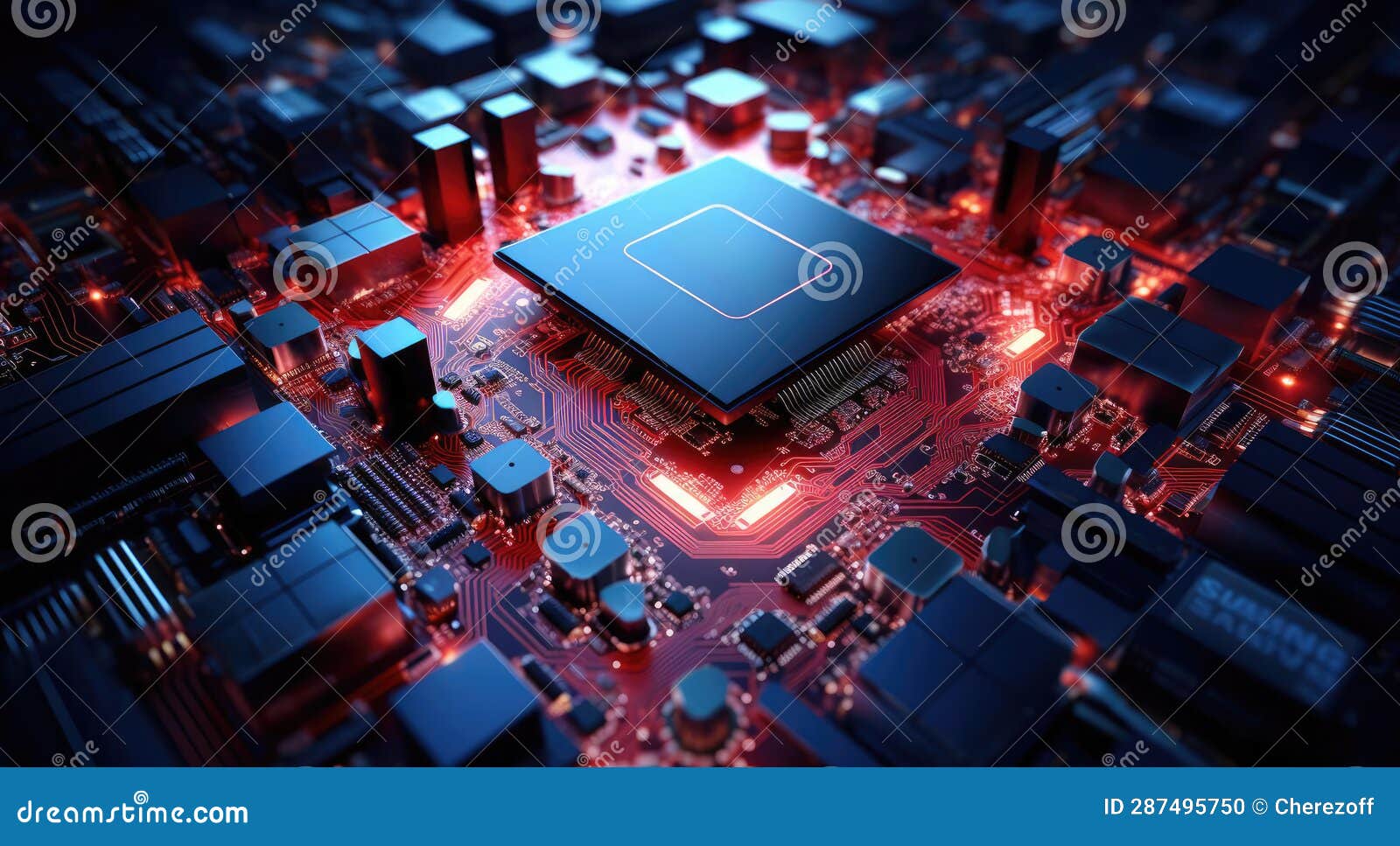 On-board Processor with Luminous Elements Stock Photo - Image of ...