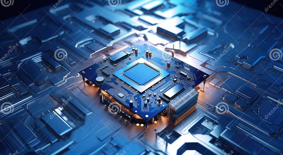 On-board Processor with Luminous Elements Stock Image - Image of ...