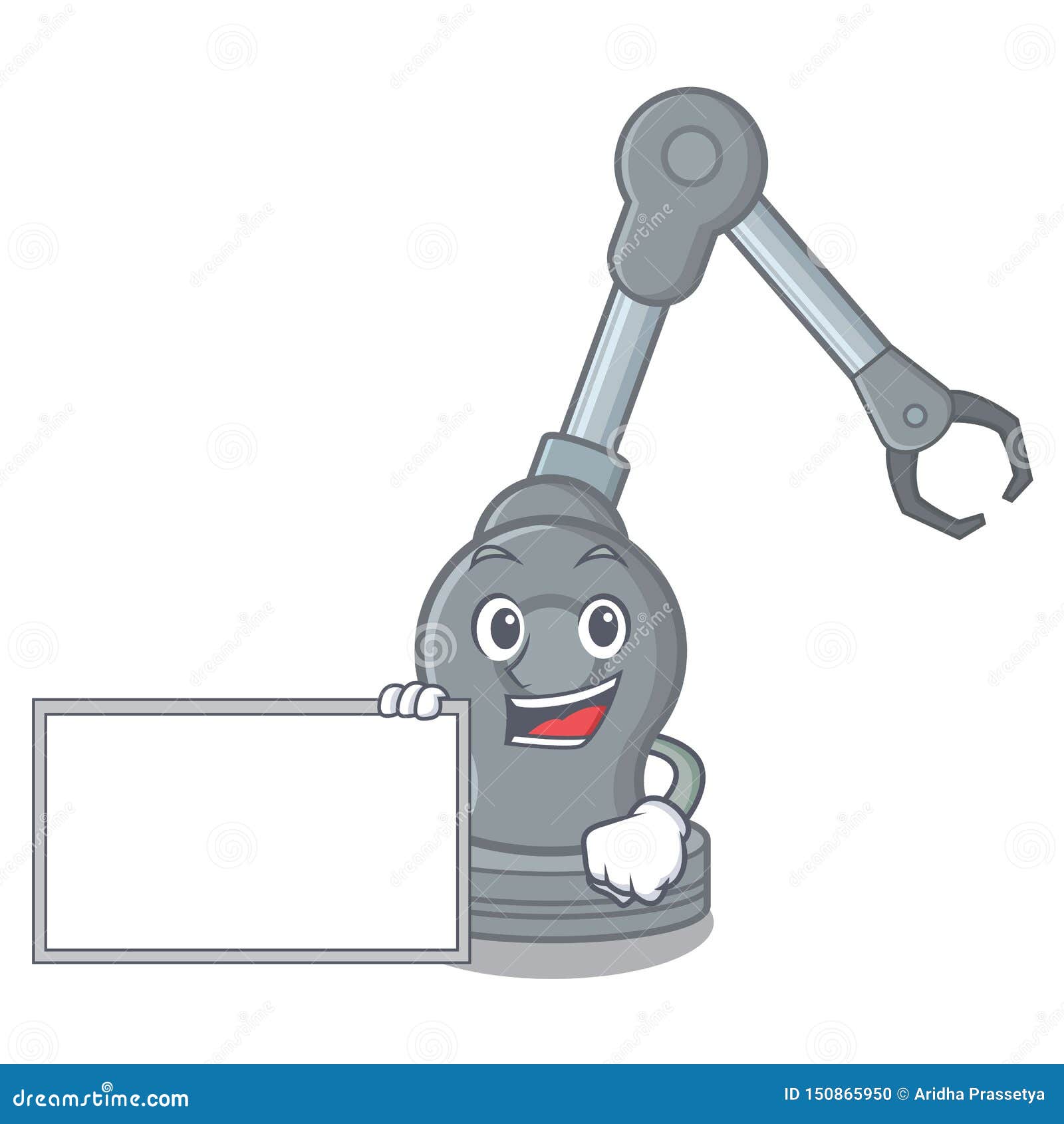 With Board Robotic Arm Machine Isolated on Character Stock Vector ...