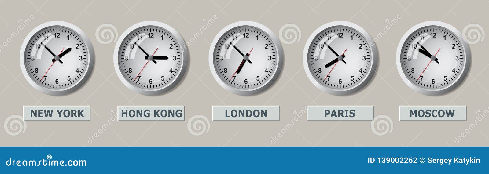 A Board that Shows the Time in Different Cities of the World. Stock ...
