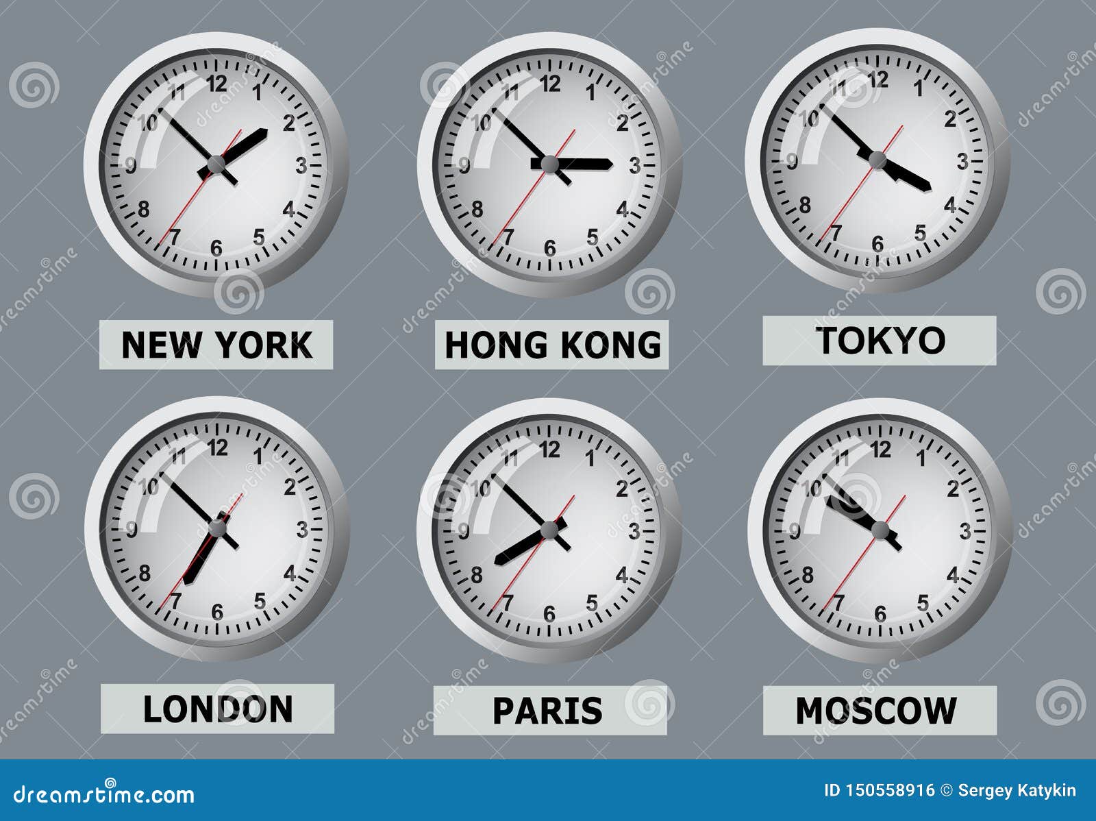 A Board that Shows the Time in Different Cities of the World. Stock ...