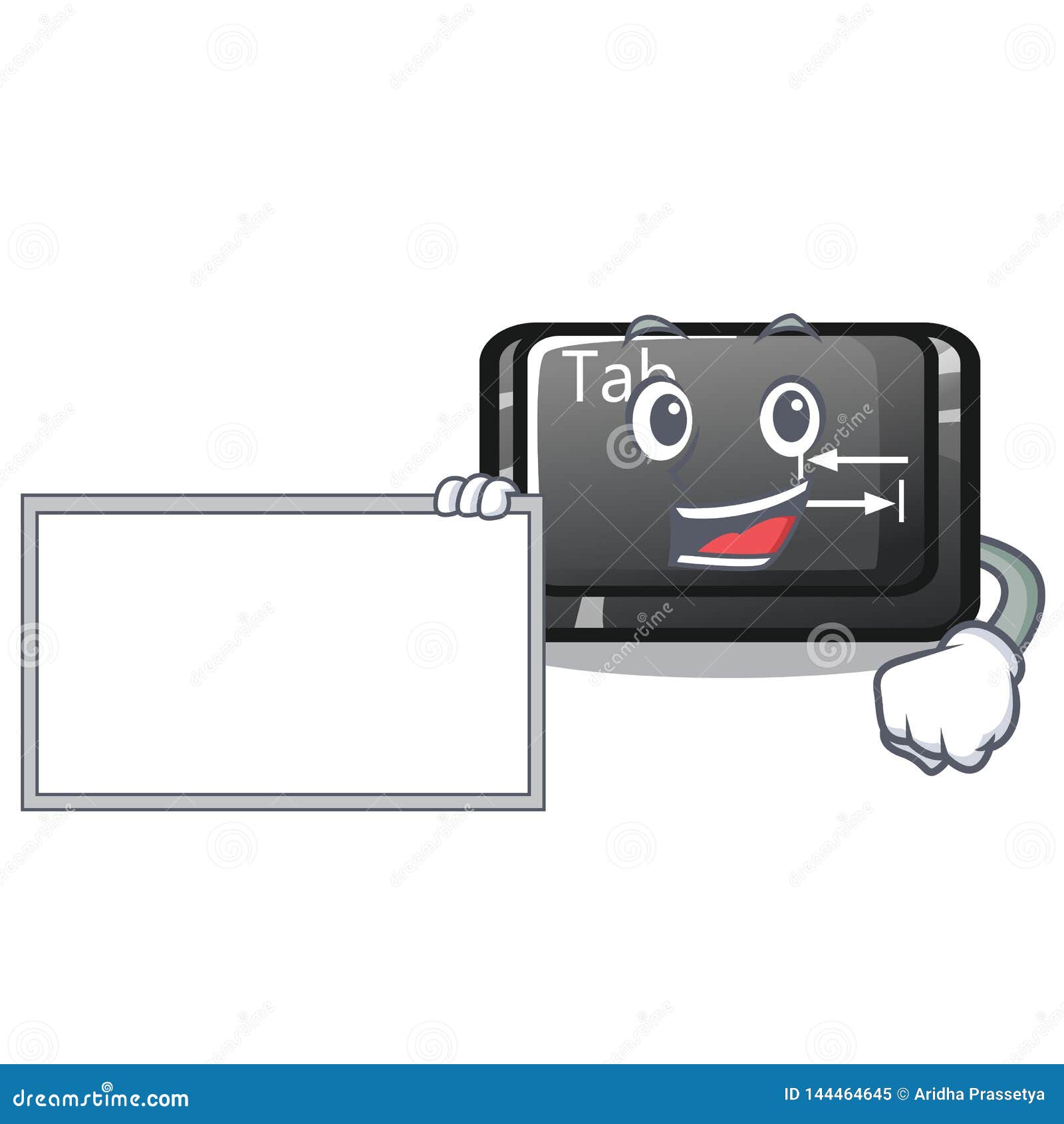 With Board Tab Button Installed on Computer Character Stock Vector ...