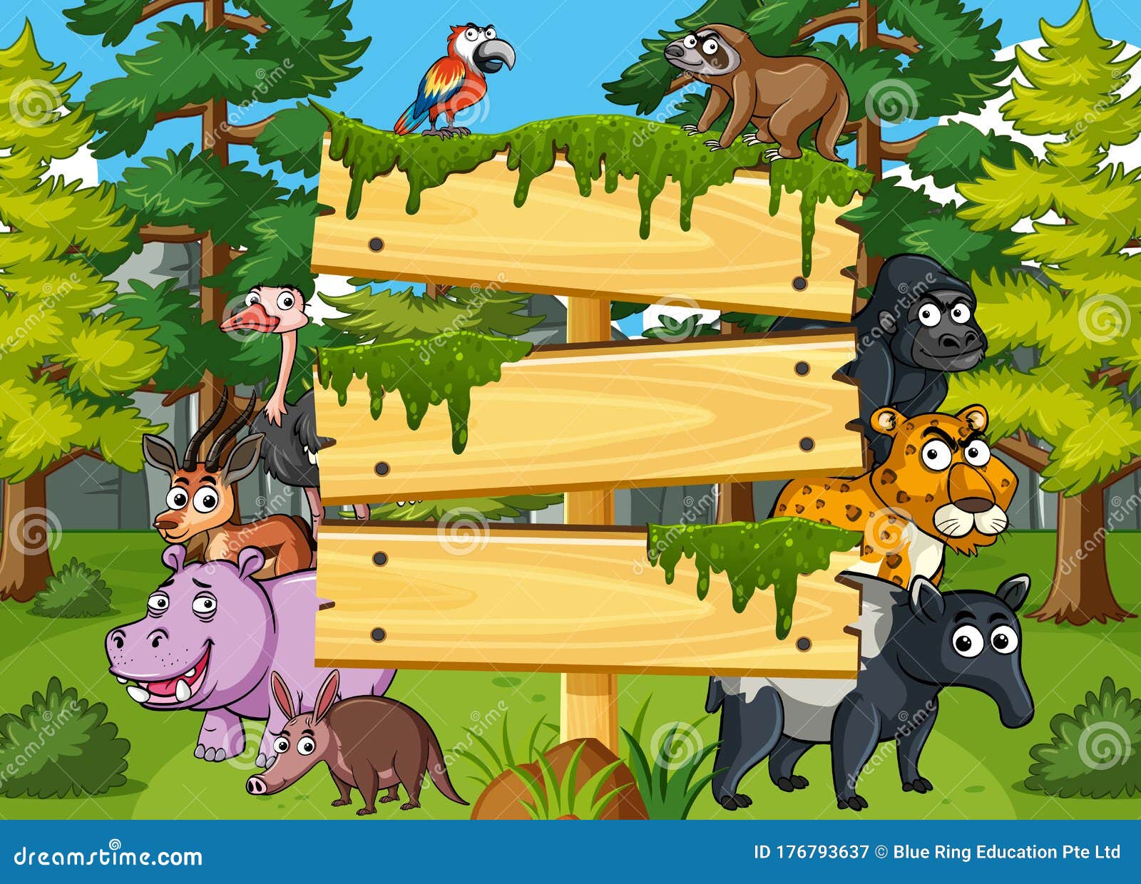 Board Template with Nature Theme Background Stock Vector - Illustration ...