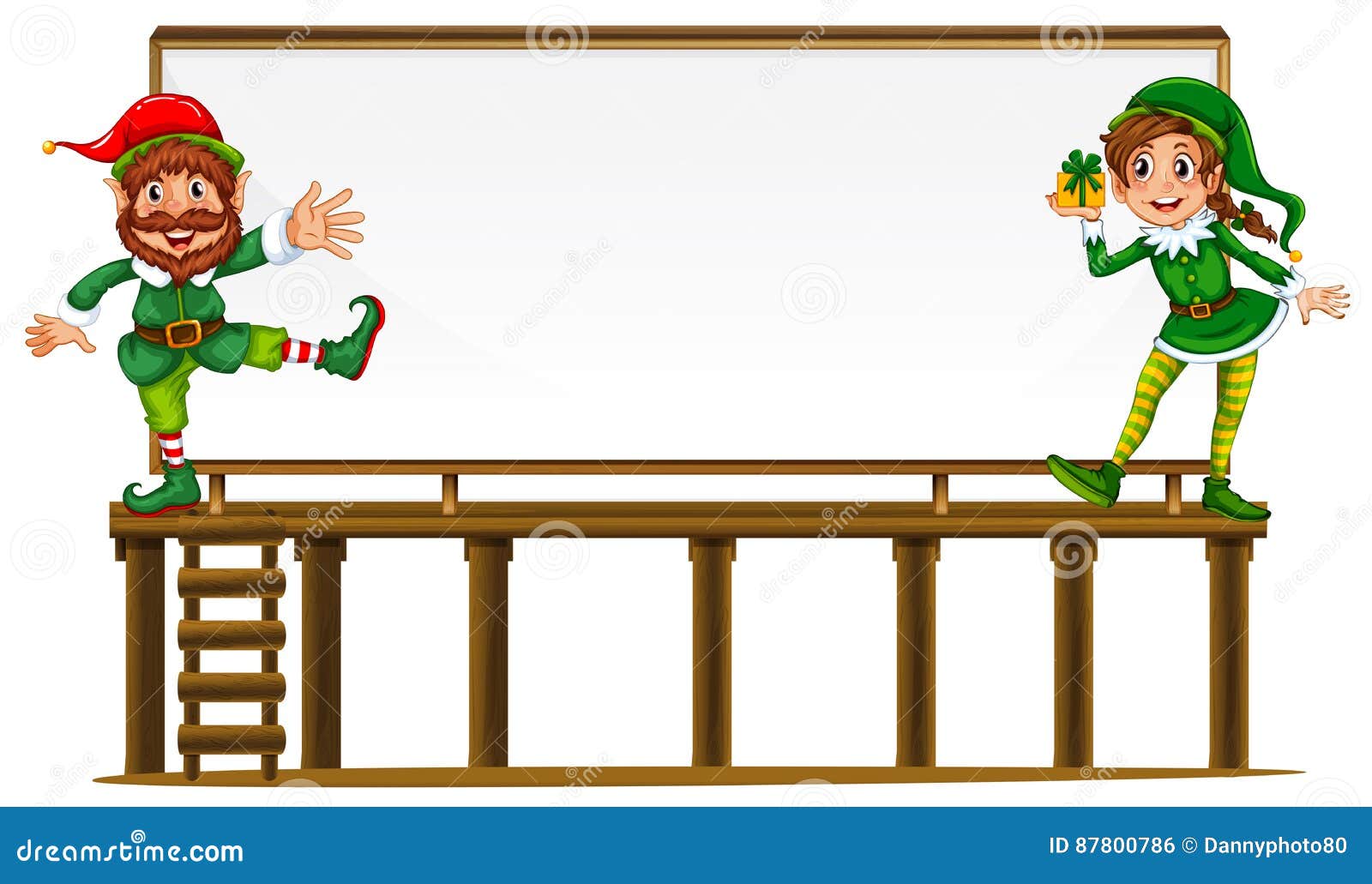 Board Template with Two Elves Stock Vector - Illustration of clipart ...