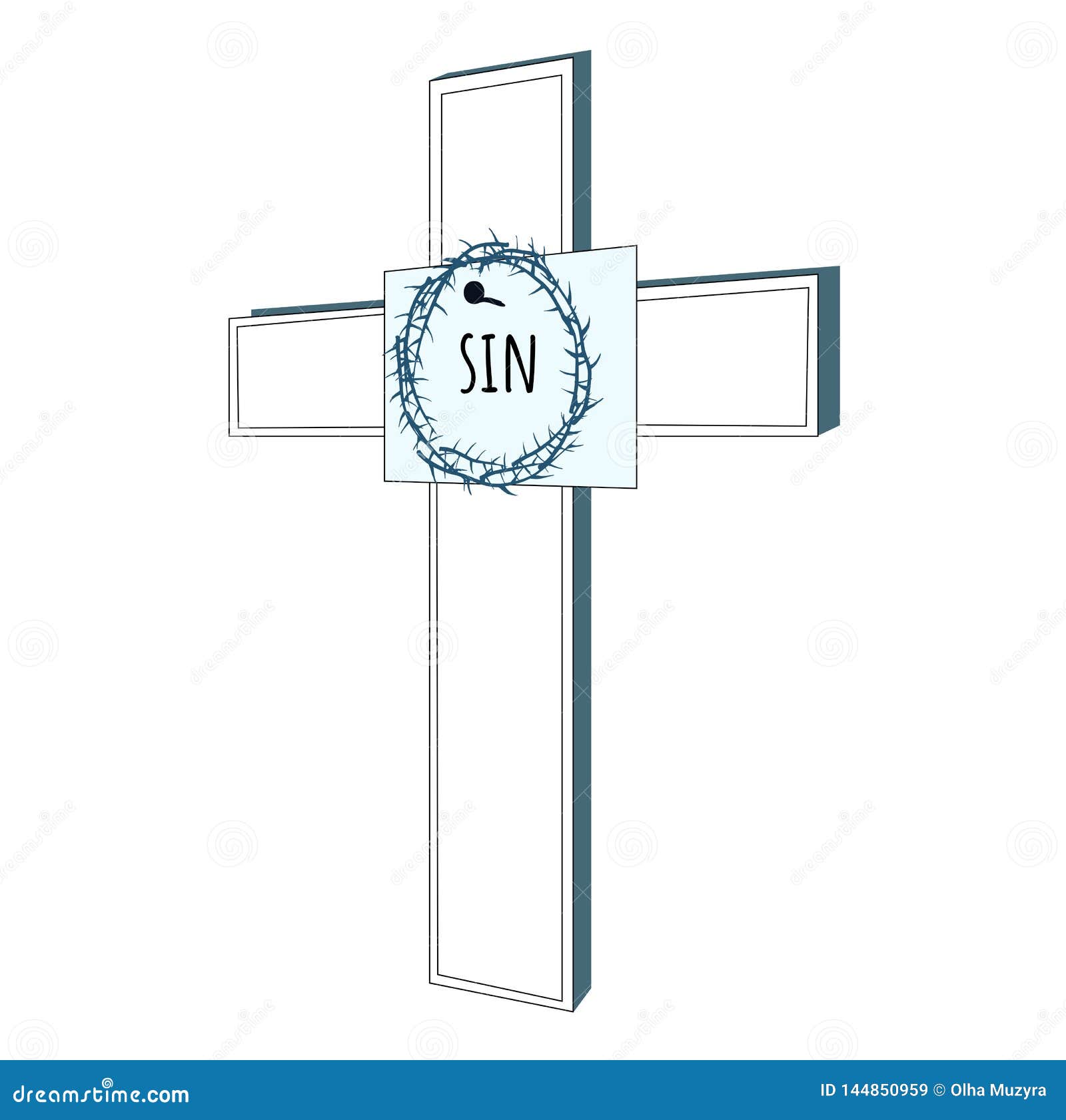 Board with Thorn and Word Sin on Cross Stock Vector - Illustration of ...