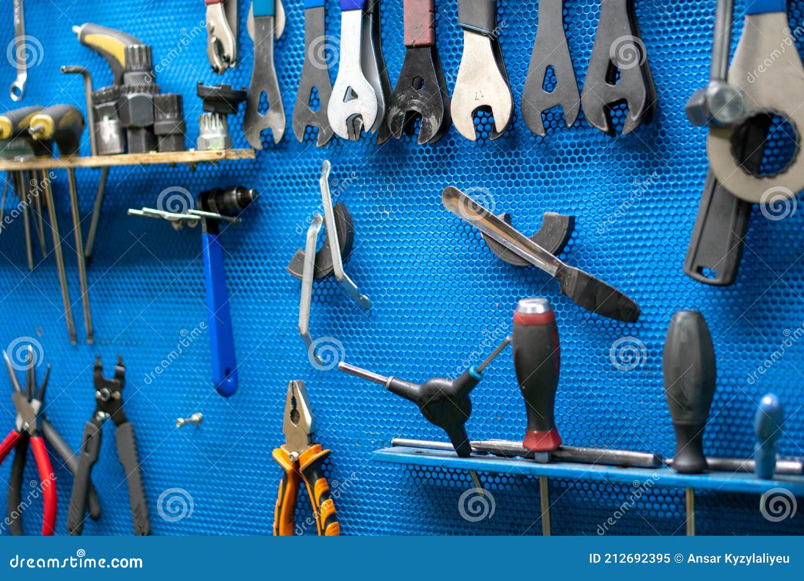Board with Tools for Bike Repair. Bicycle Repair Shops Stock Image ...