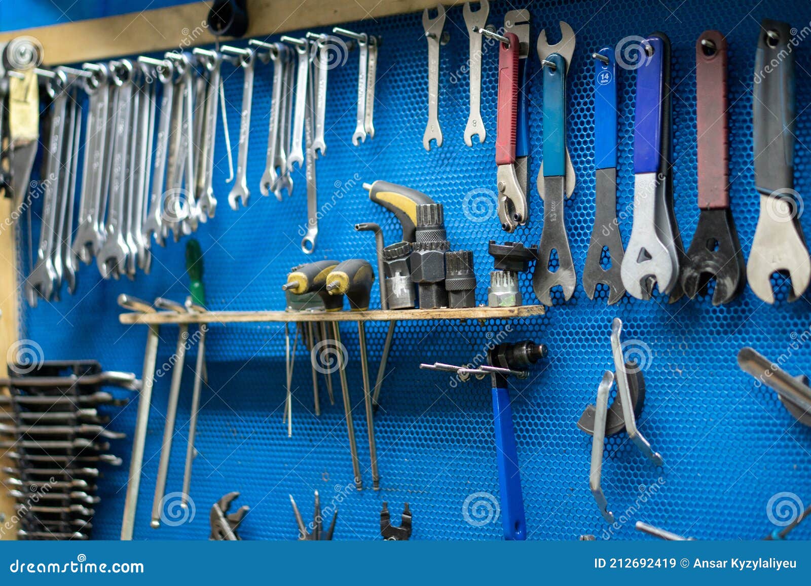 Board with Tools for Bike Repair. Bicycle Repair Shops Stock Image ...