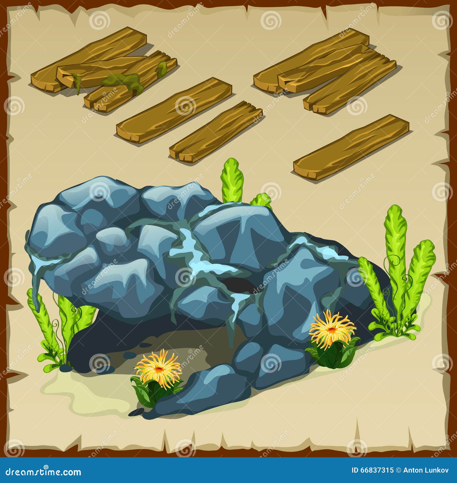 Board and an Underwater Grotto Stock Vector - Illustration of losers ...