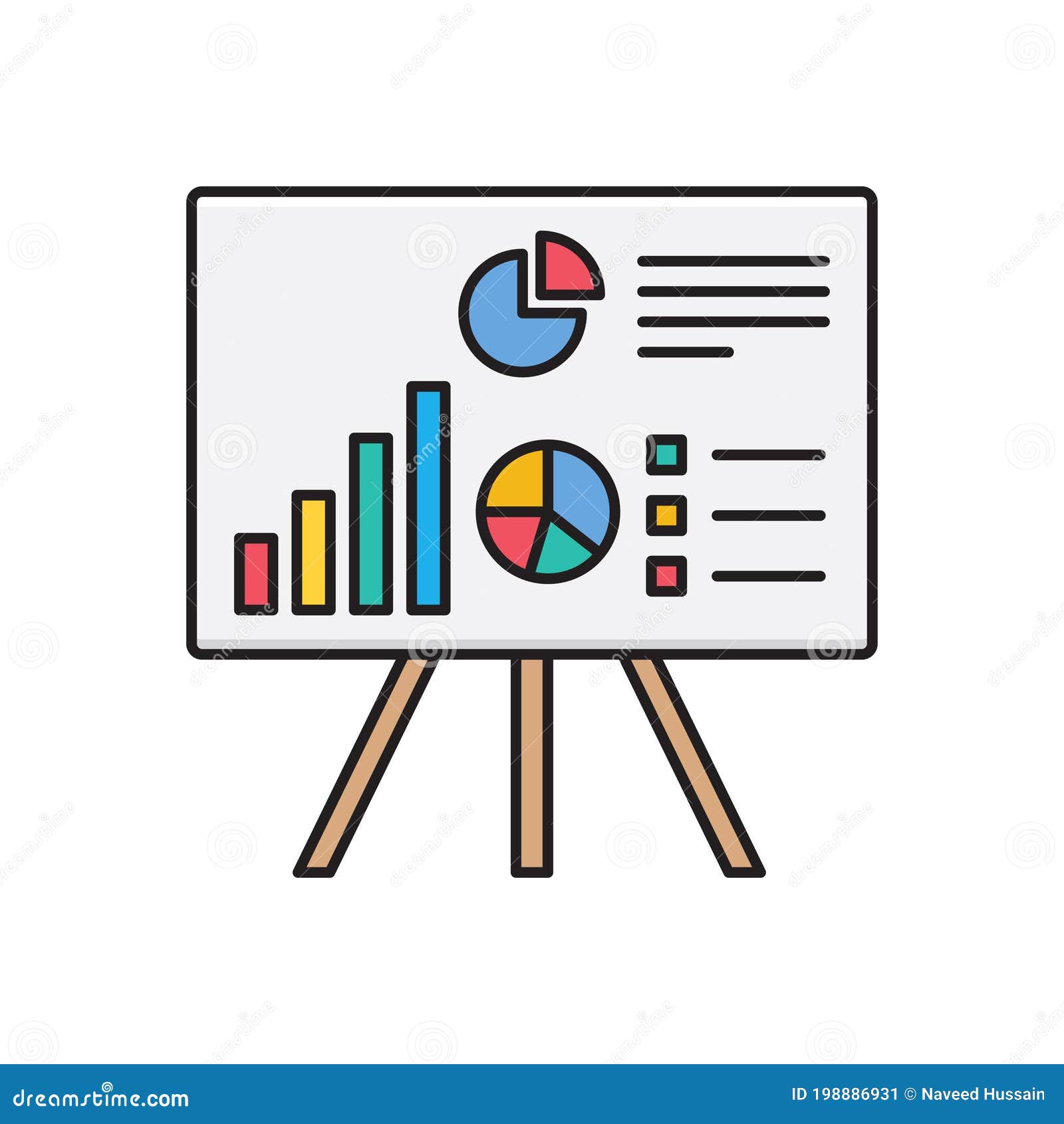 Board Vector Colour Line Icon Stock Vector - Illustration of diagram ...