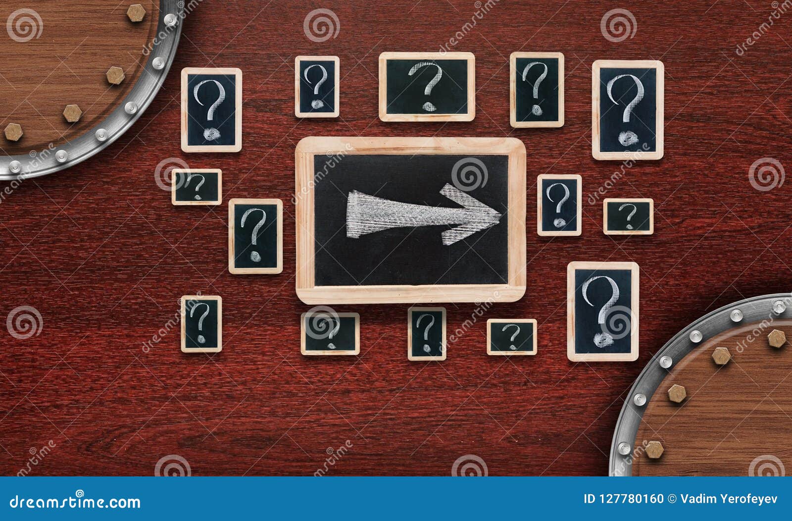 Board on a Wooden Wall with a Chalk Drawing of a Question Mark. Stock ...